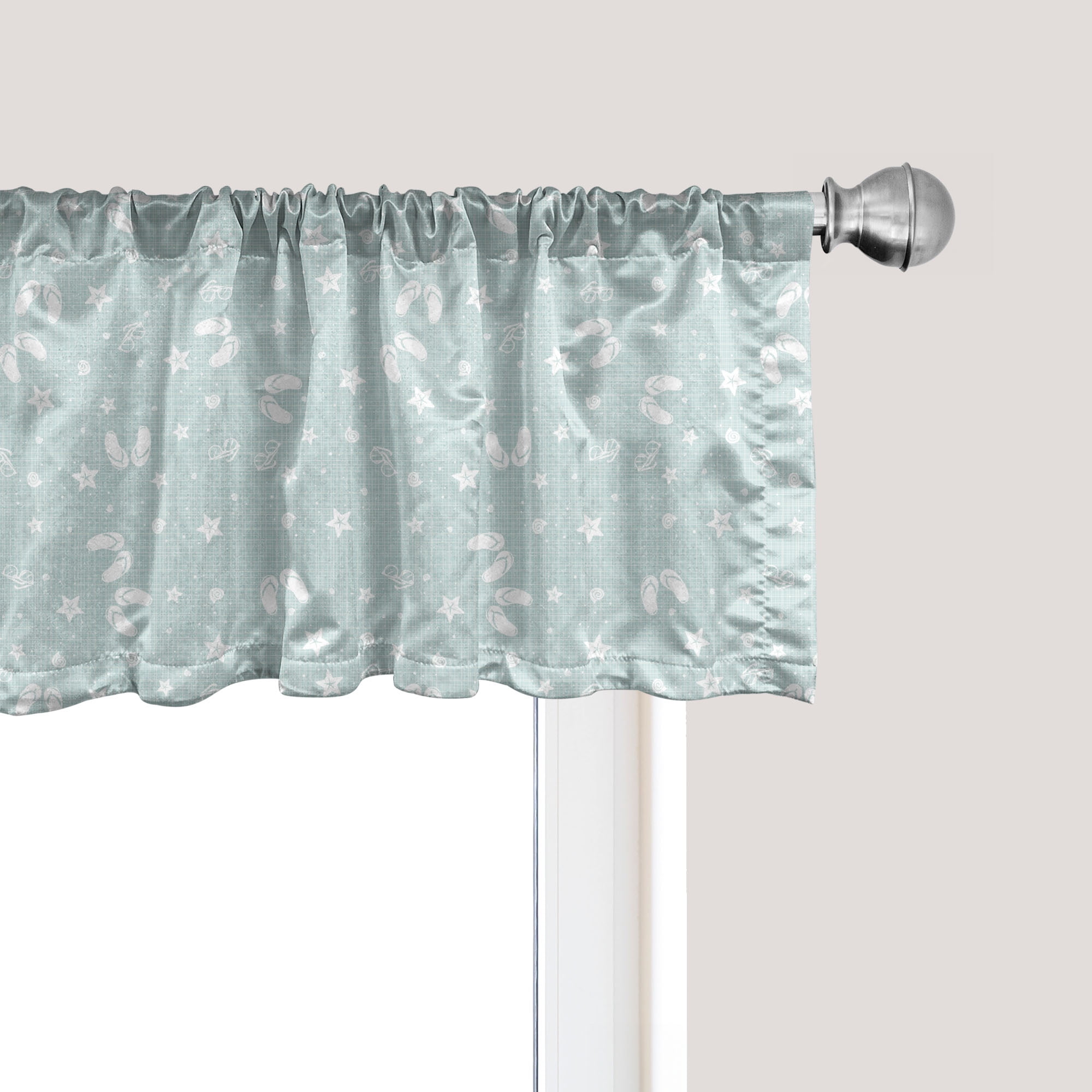 Ambesonne Aqua Window Valance, Beach Theme Sea Star, 54" X 18", Seafoam ...