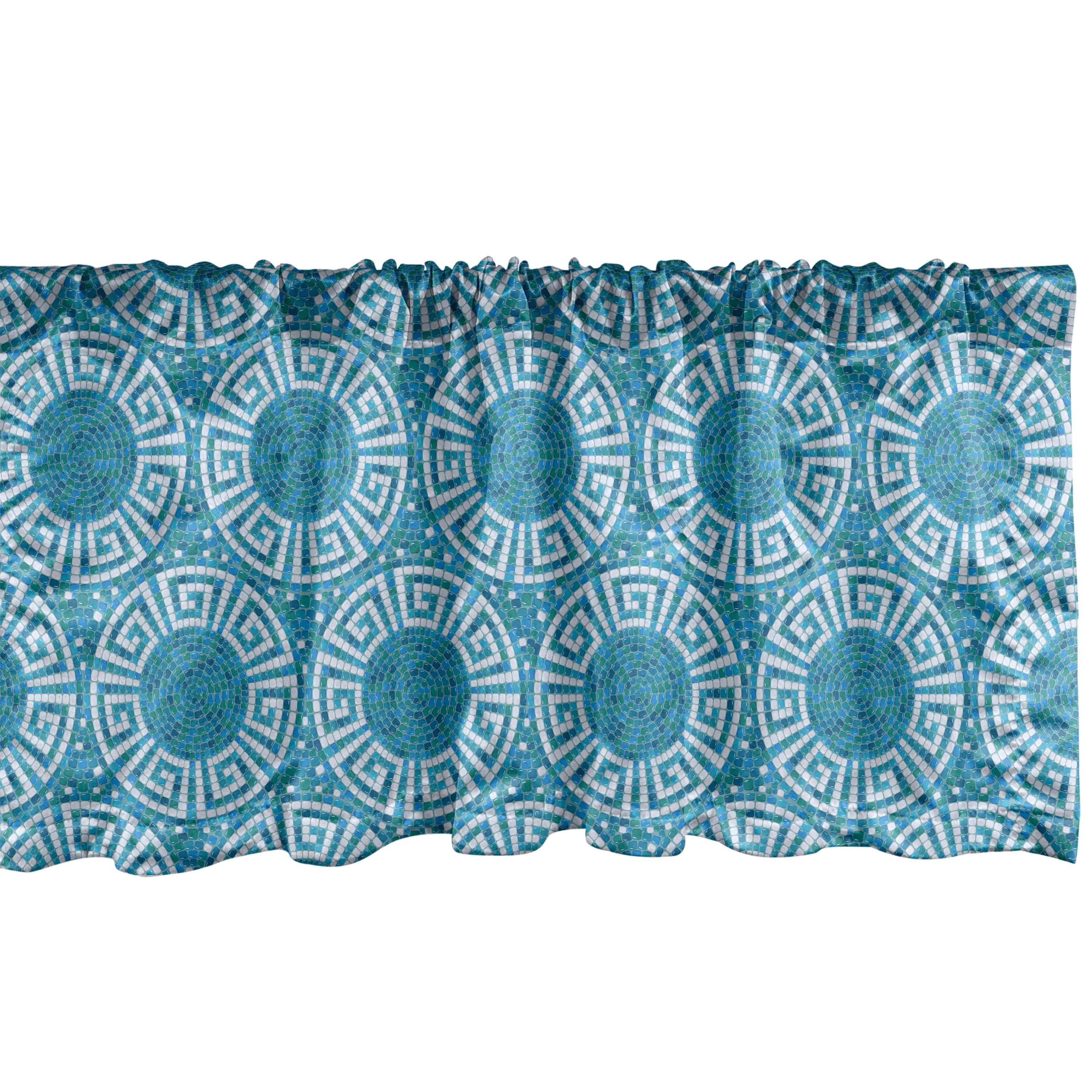 Ambesonne Aqua Window Valance, Greek Meander Mosaic Tile, 54" X 18 ...