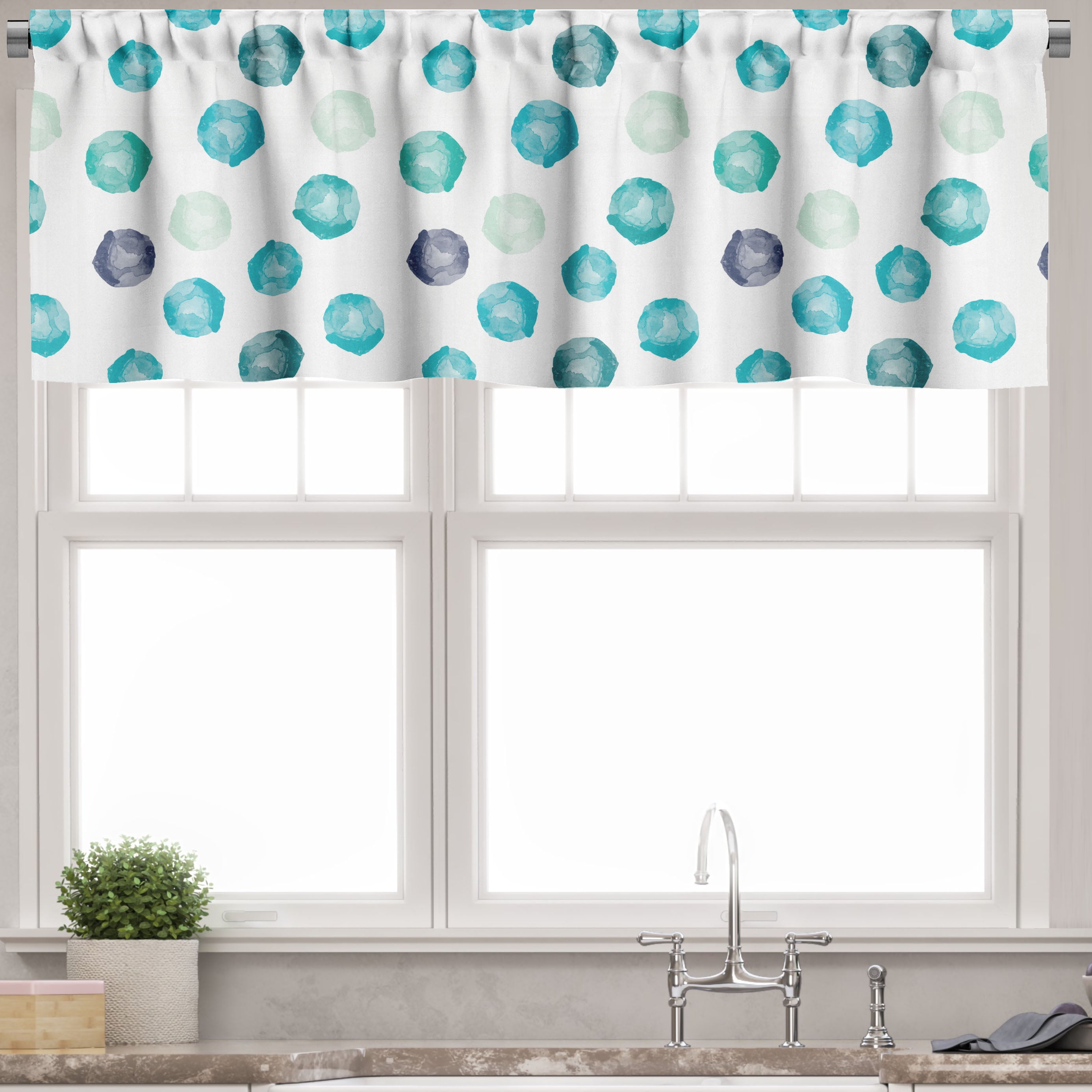 Ambesonne Aqua Window Valance Round Shapes Pastel Colors 54 X 18