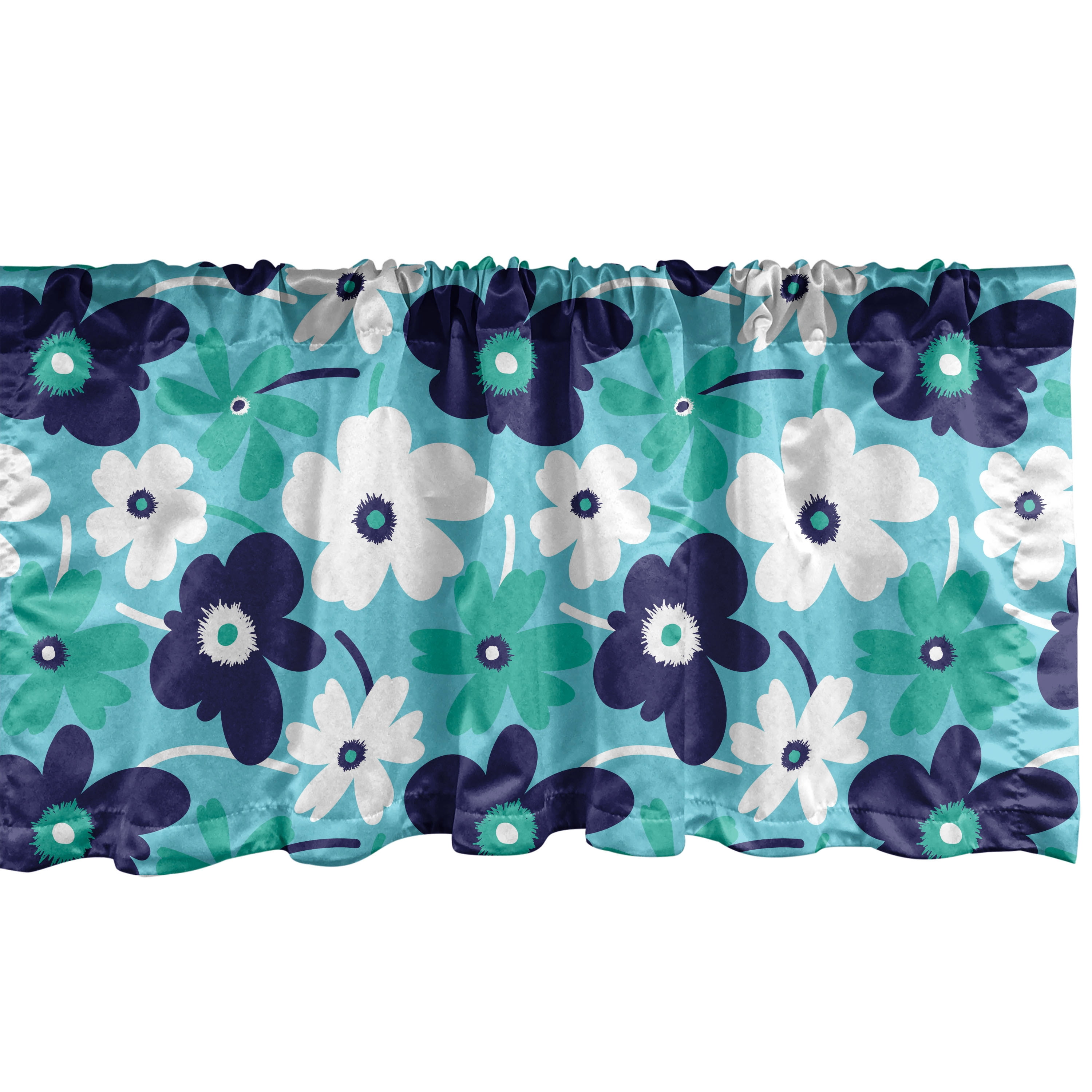 Ambesonne Aqua Window Valance, Spring Flowers, 54" X 18", Multicolor ...