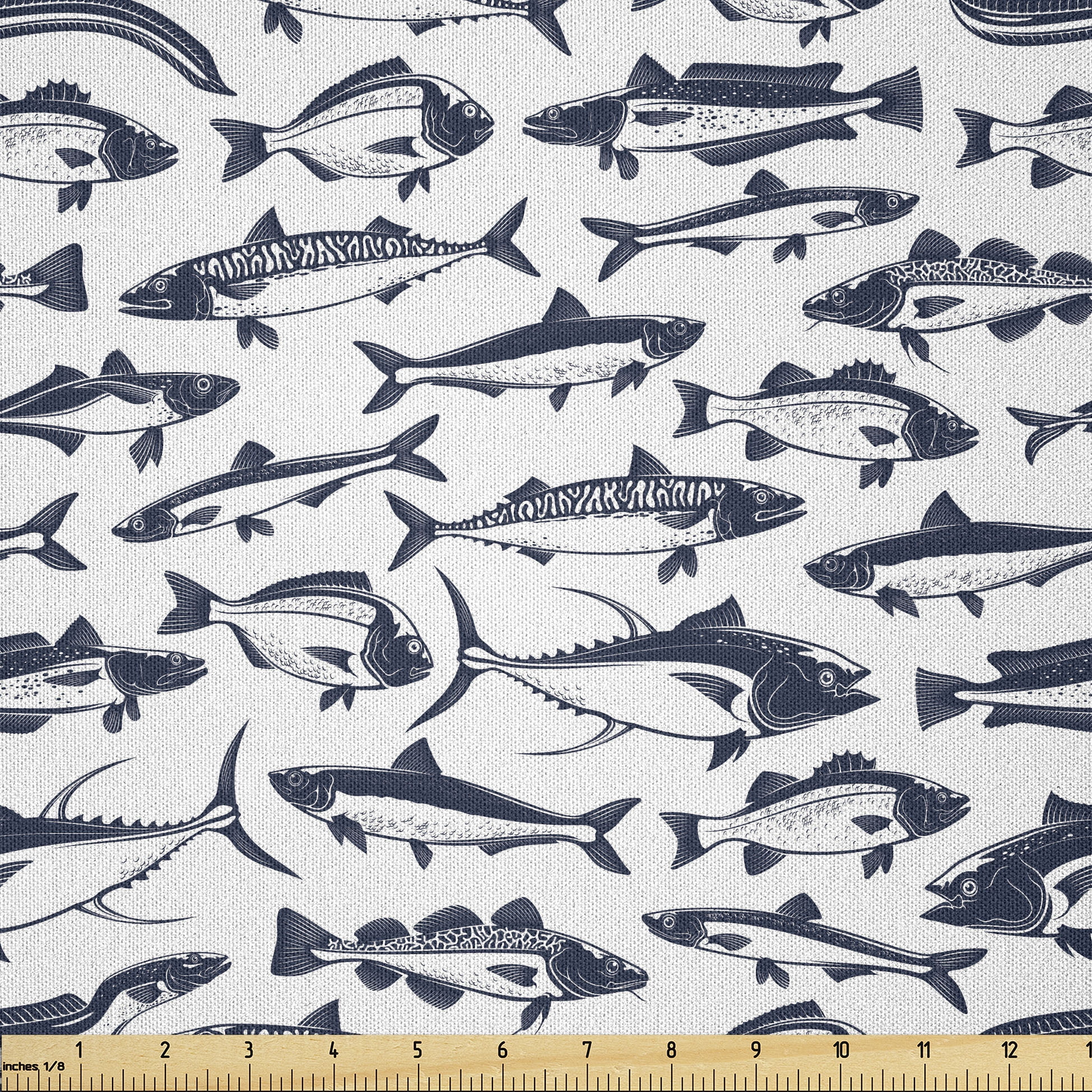 Ambesonne Aquarium Fabric by the Yard Microfiber, Different Fish ...