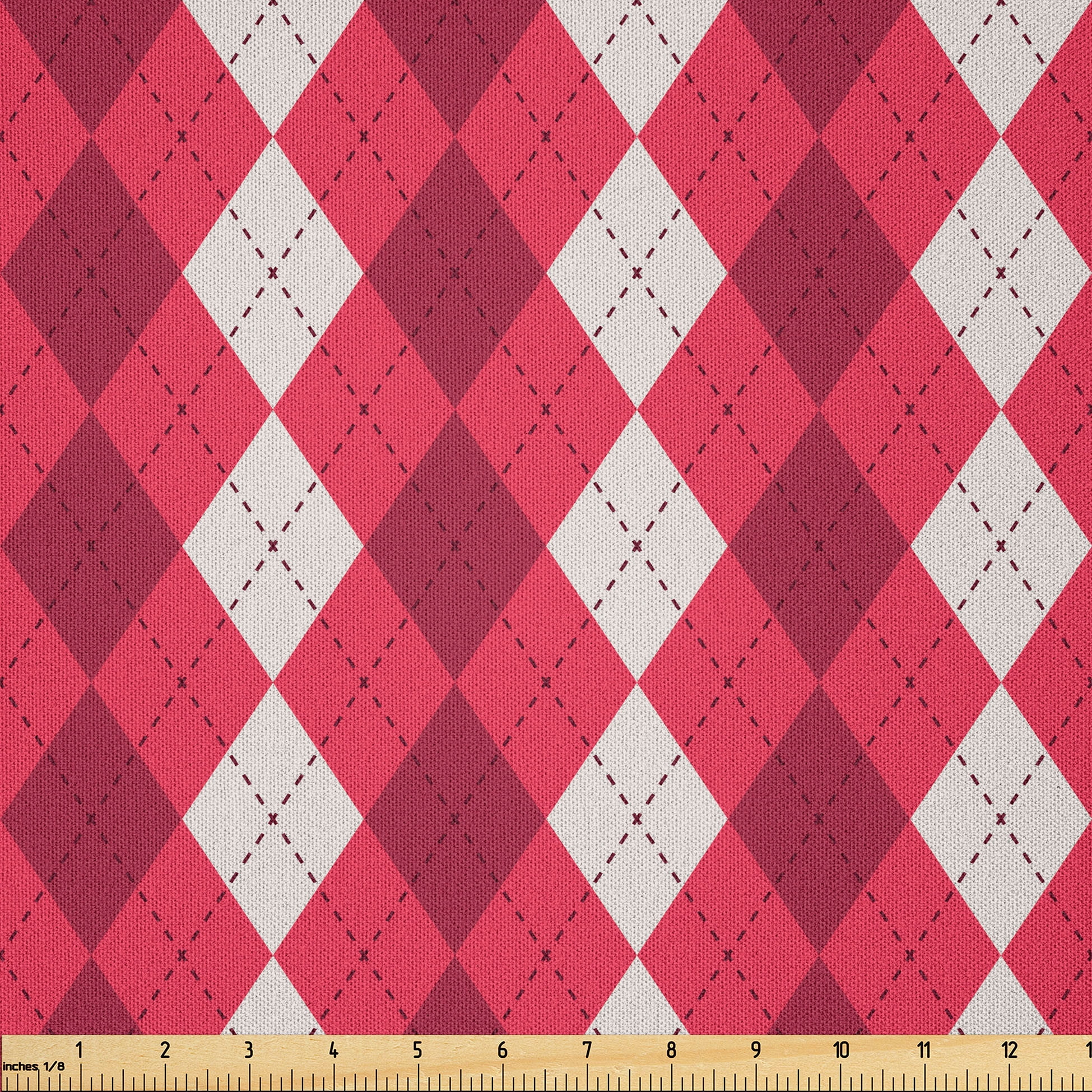 Ambesonne Argyle Fabric by the Yard Microfiber, Rhombuses and Crossing ...