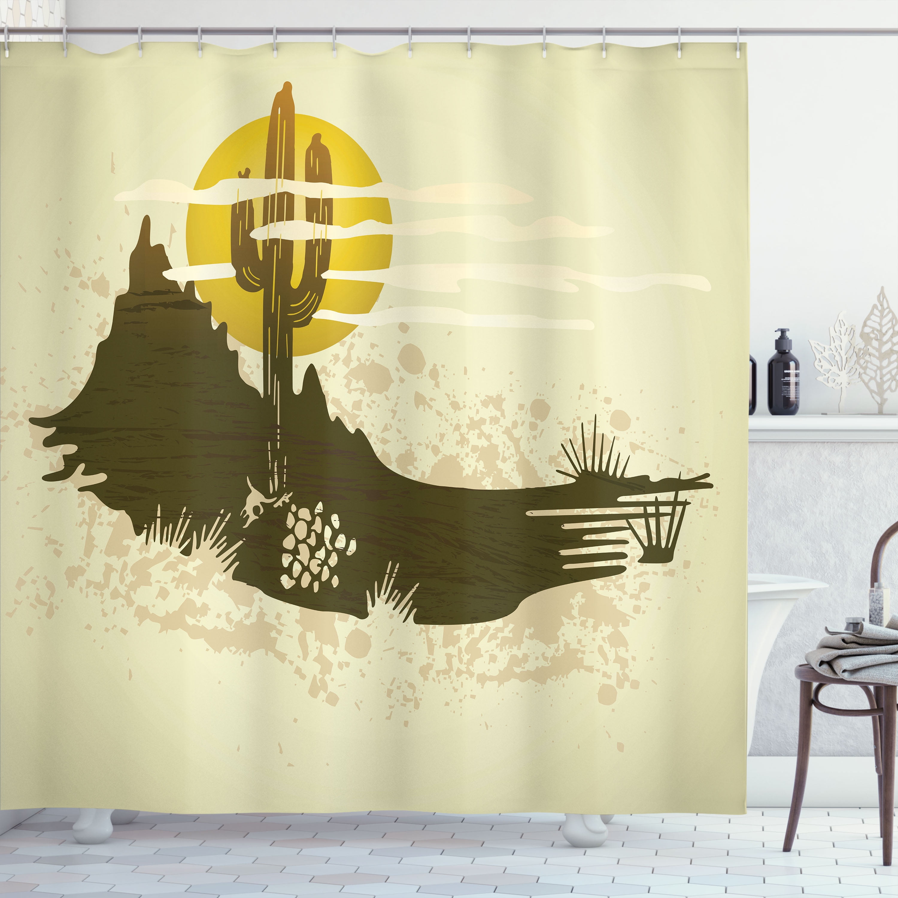 Ambesonne Arizona Shower Curtain Dramatic Saguaro And Sun 69wx70l