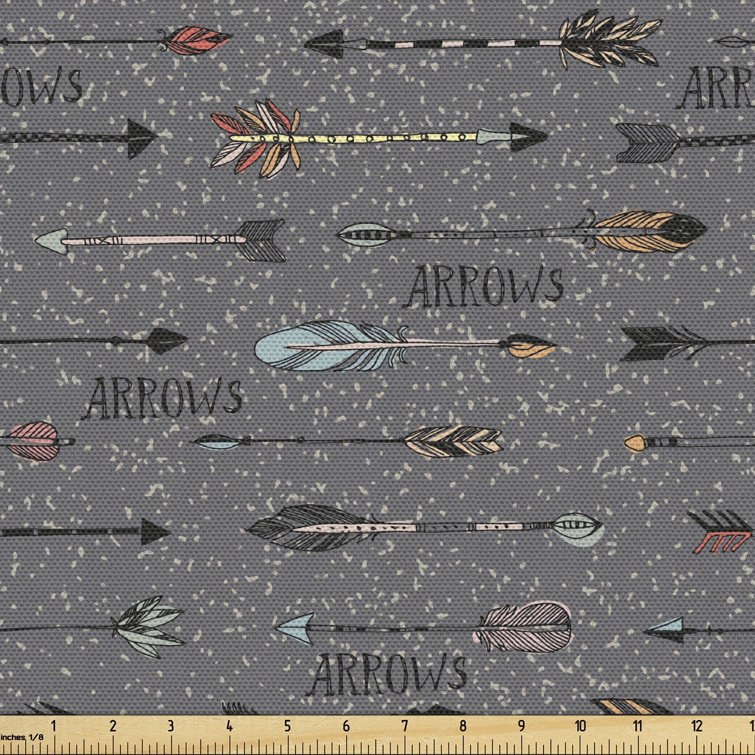Ambesonne Arrow Fabric by the Yard Upholstery, Calligraphic Spotted ...
