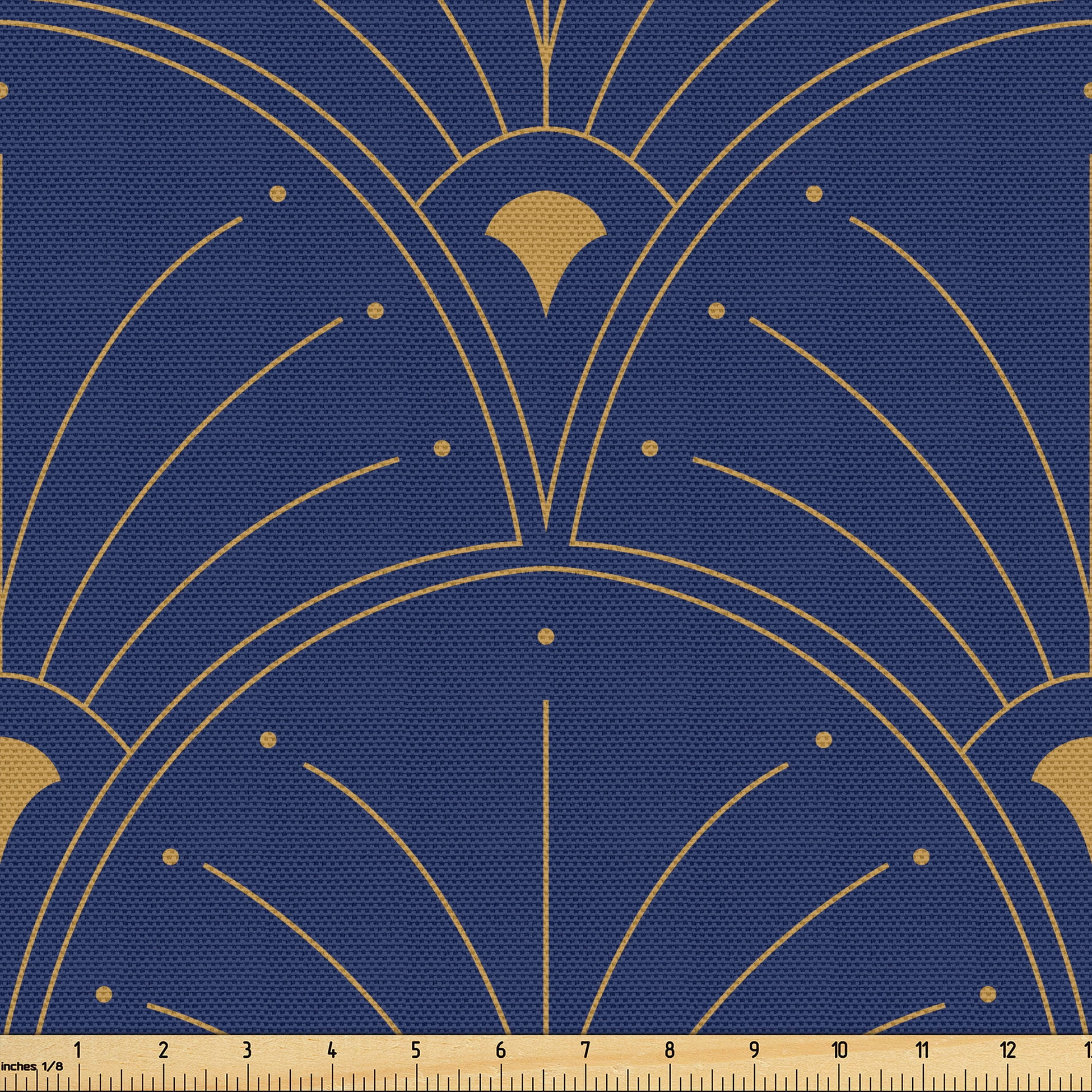 Ambesonne Art Deco Fabric by the Yard Upholstery, Navy Blue Classic ...