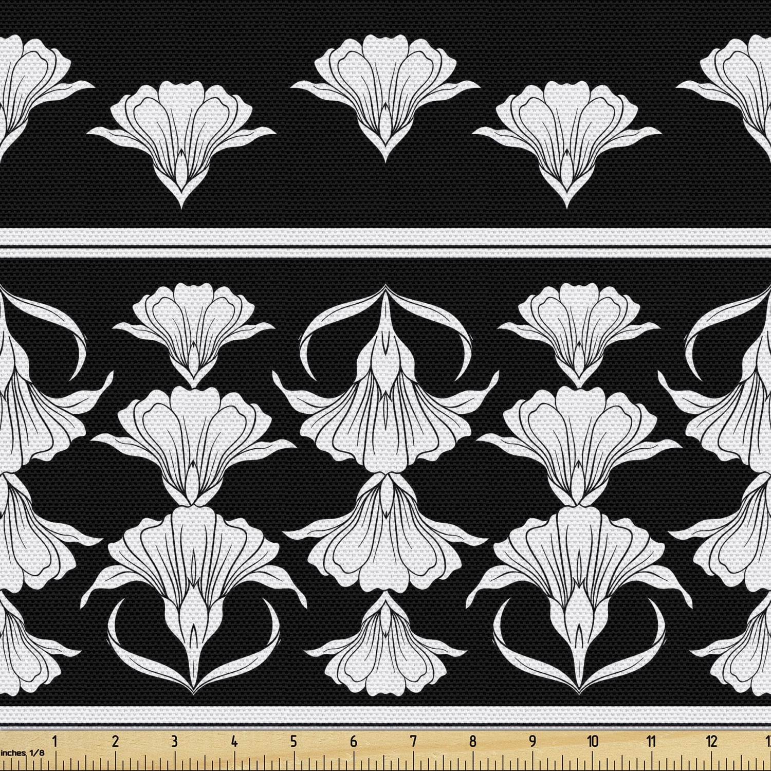 Ambesonne Art Deco Fabric by the Yard Upholstery, Classic Lily Petals ...
