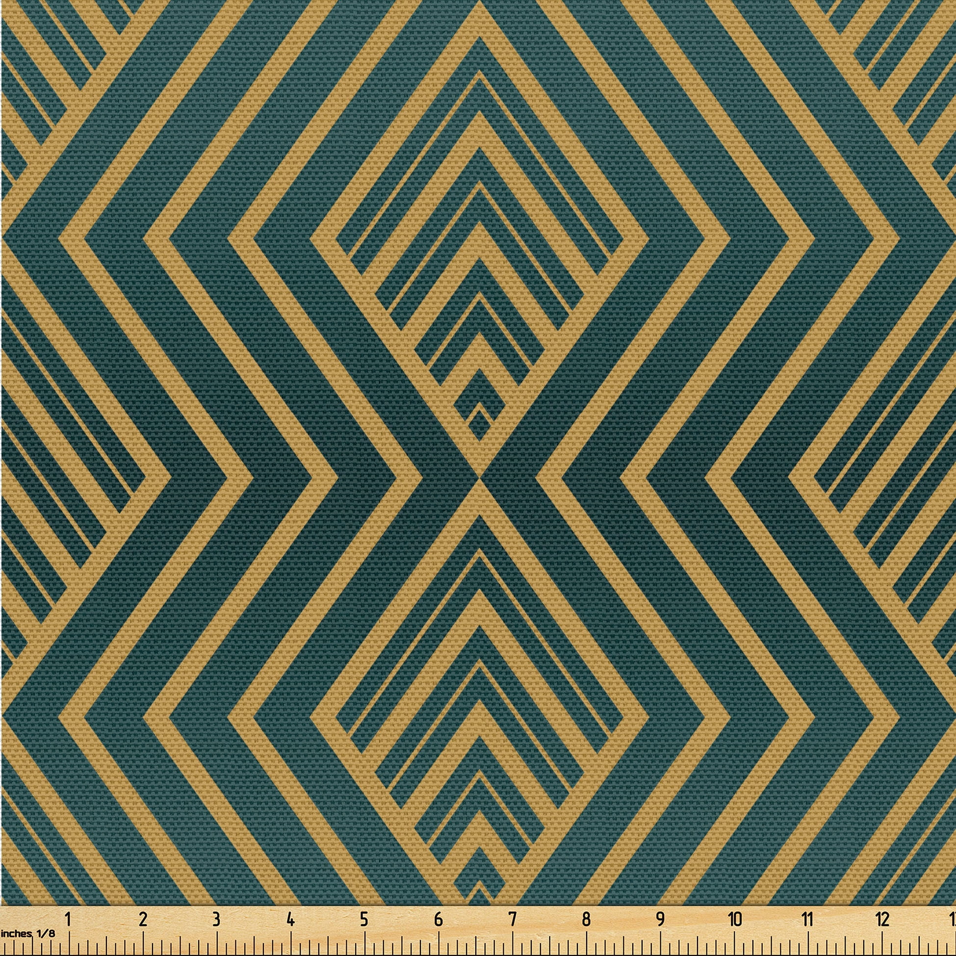 Ambesonne Art Deco Fabric by the Yard Upholstery, Retro Zigzag Drawing ...