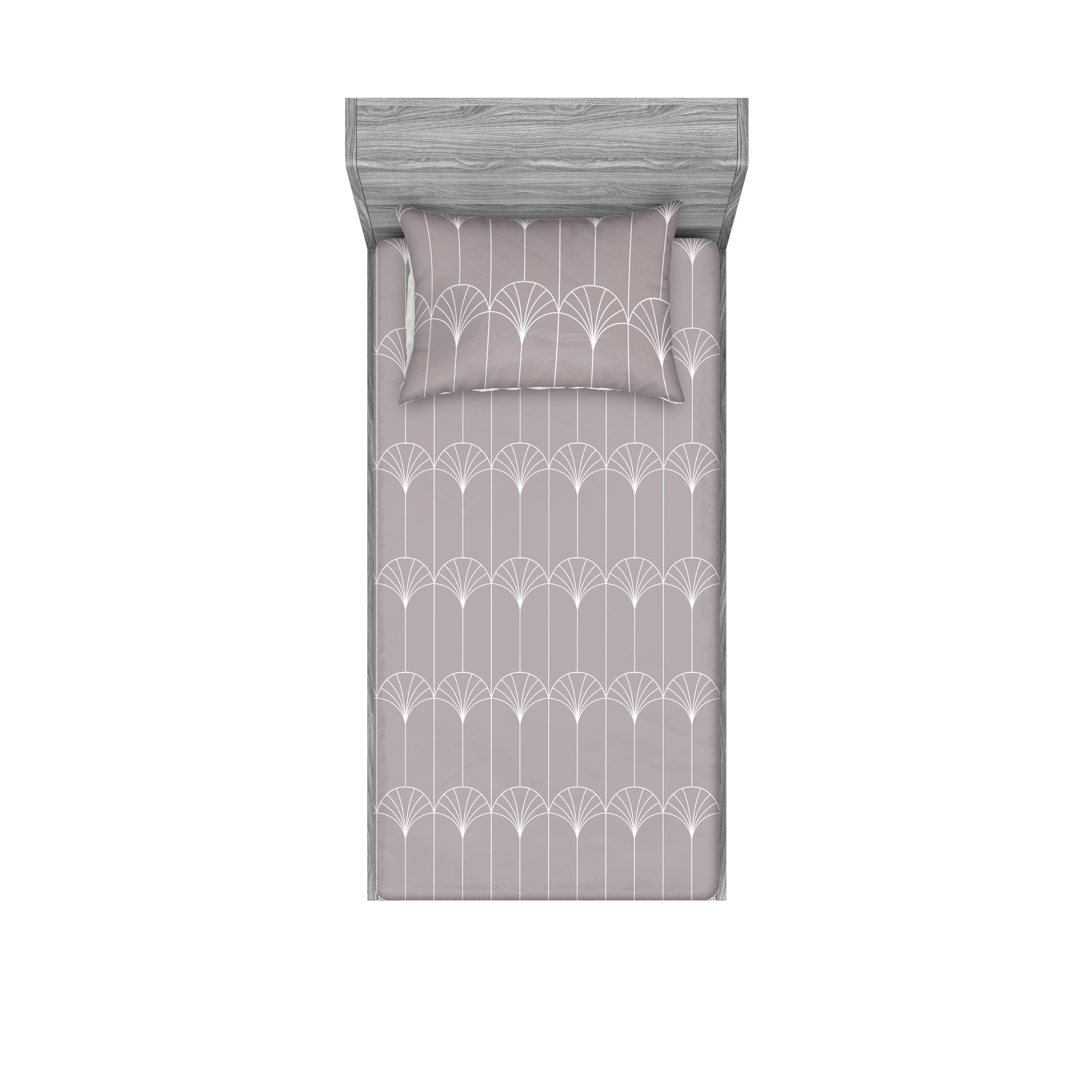 Ambesonne Art Deco Fitted Sheet & Pillow Sham Set, Warm Taupe Vintage ...