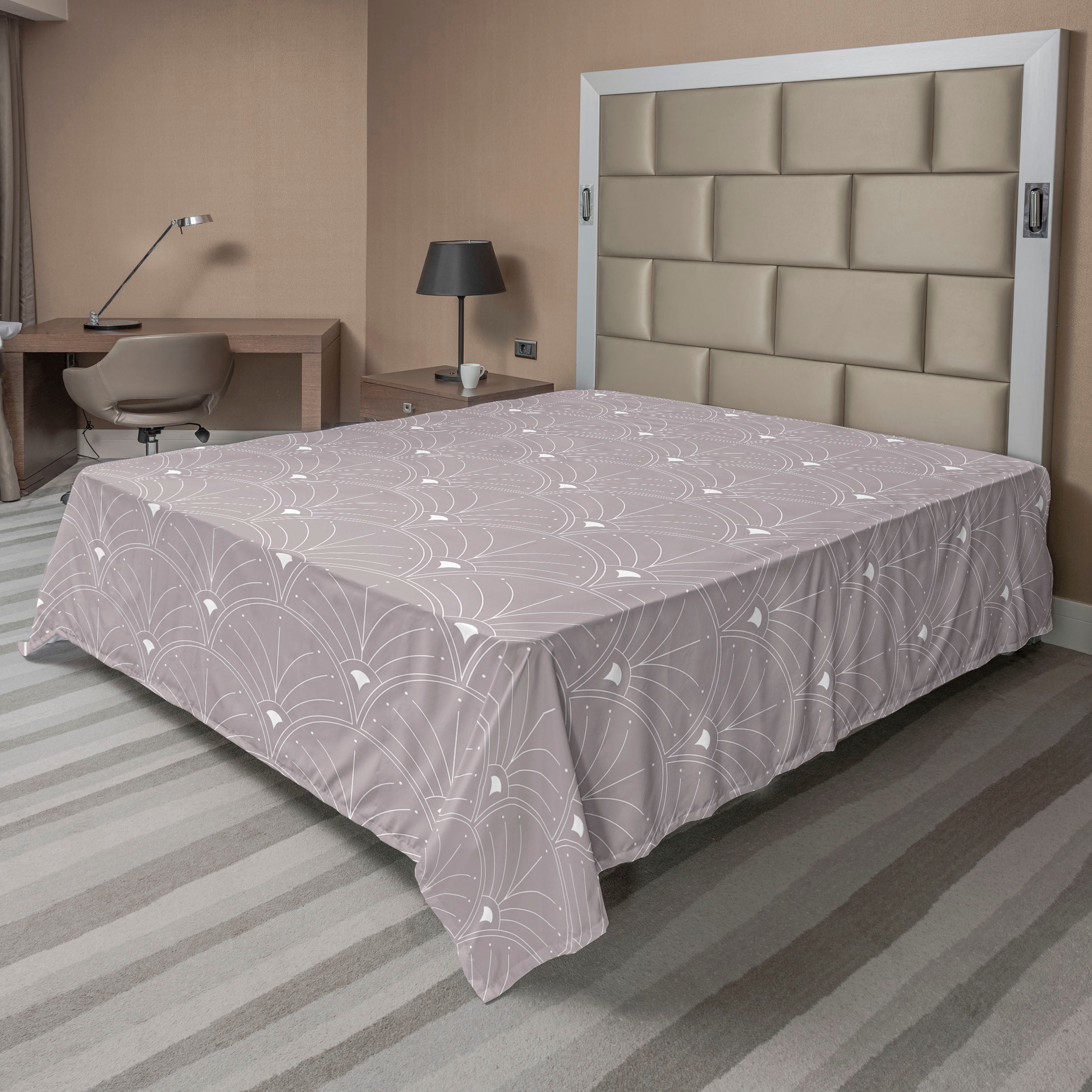 Ambesonne Art Deco Flat Bedding Sheet Soft Top Sheet, Neutral Classic ...