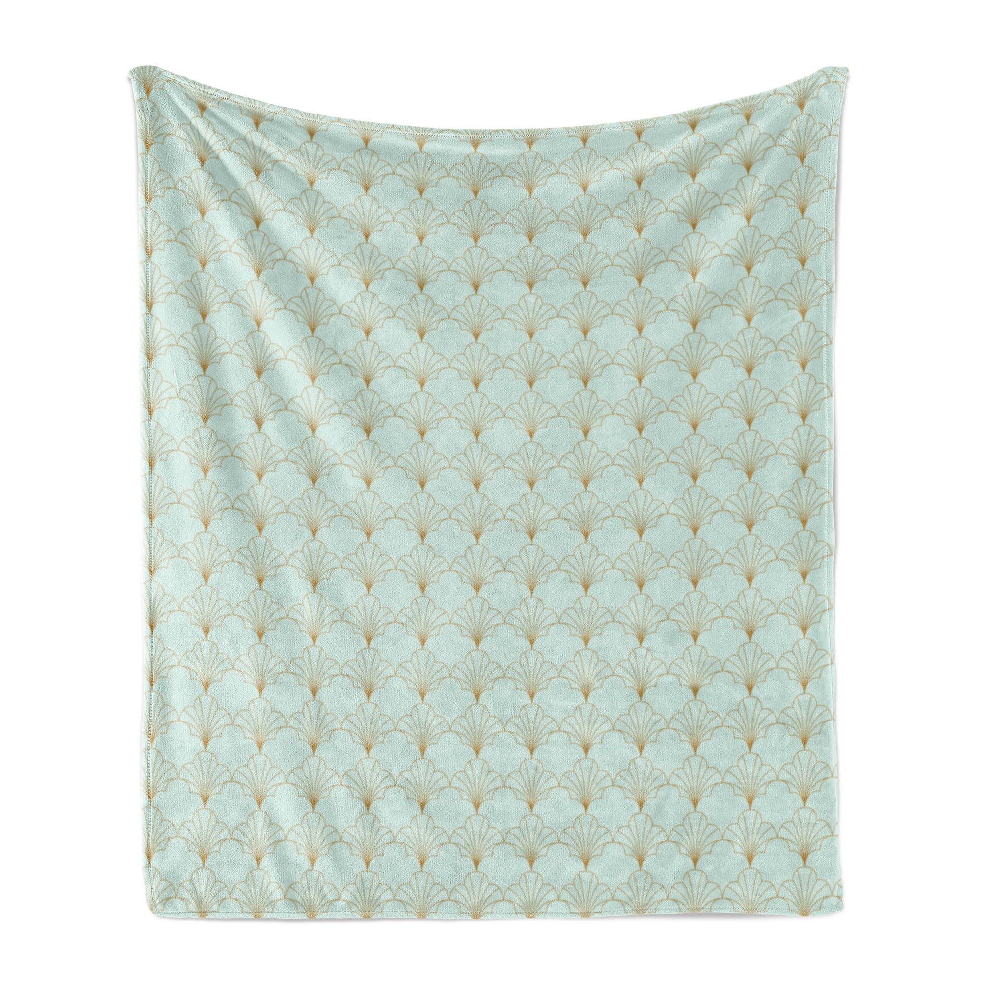 Ambesonne Art Deco Fleece Throw Blanket Minty Vintage Line Shells 70 ...