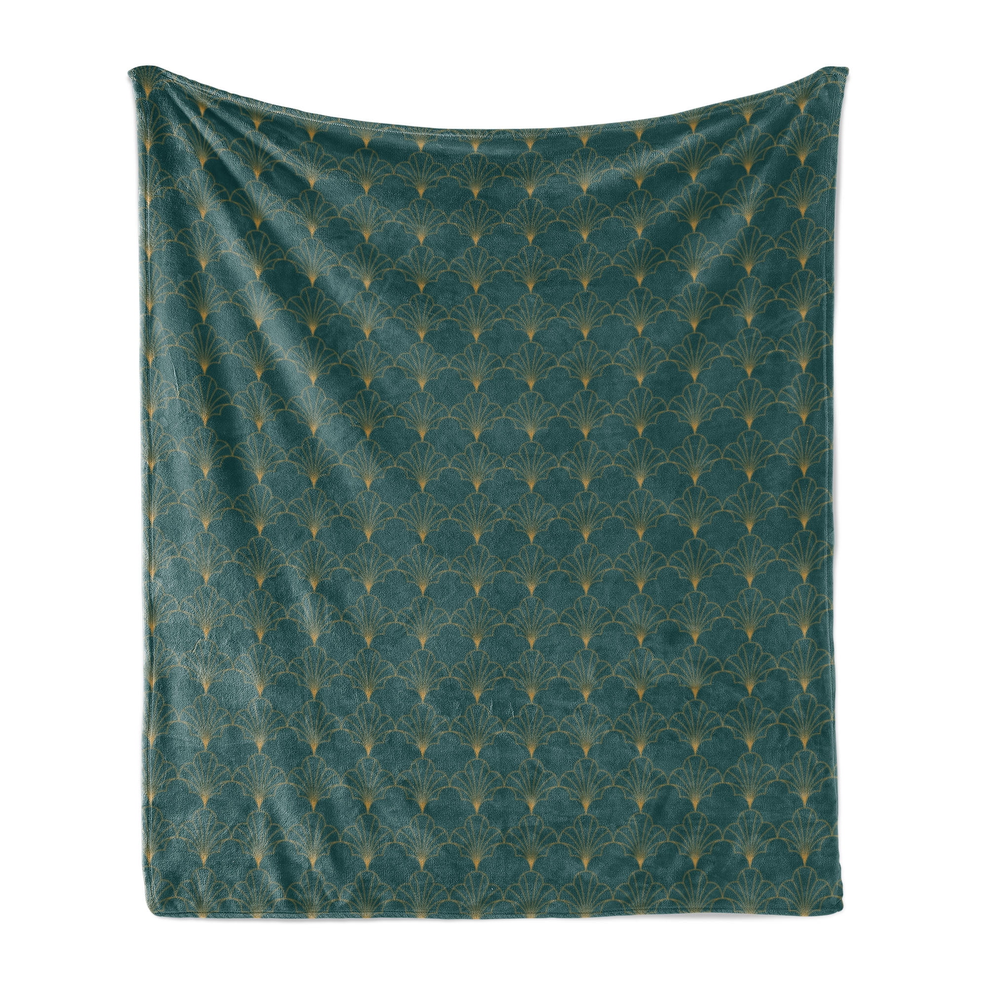 Ambesonne Art Deco Fleece Throw Blanket Teal Vintage Line Shells 60"x80 ...