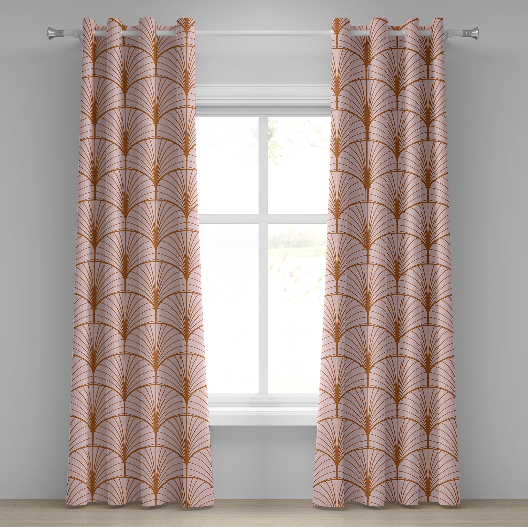 Ambesonne Art Deco Grommet Curtain, Blush Geometric Circles, 50"x108 ...