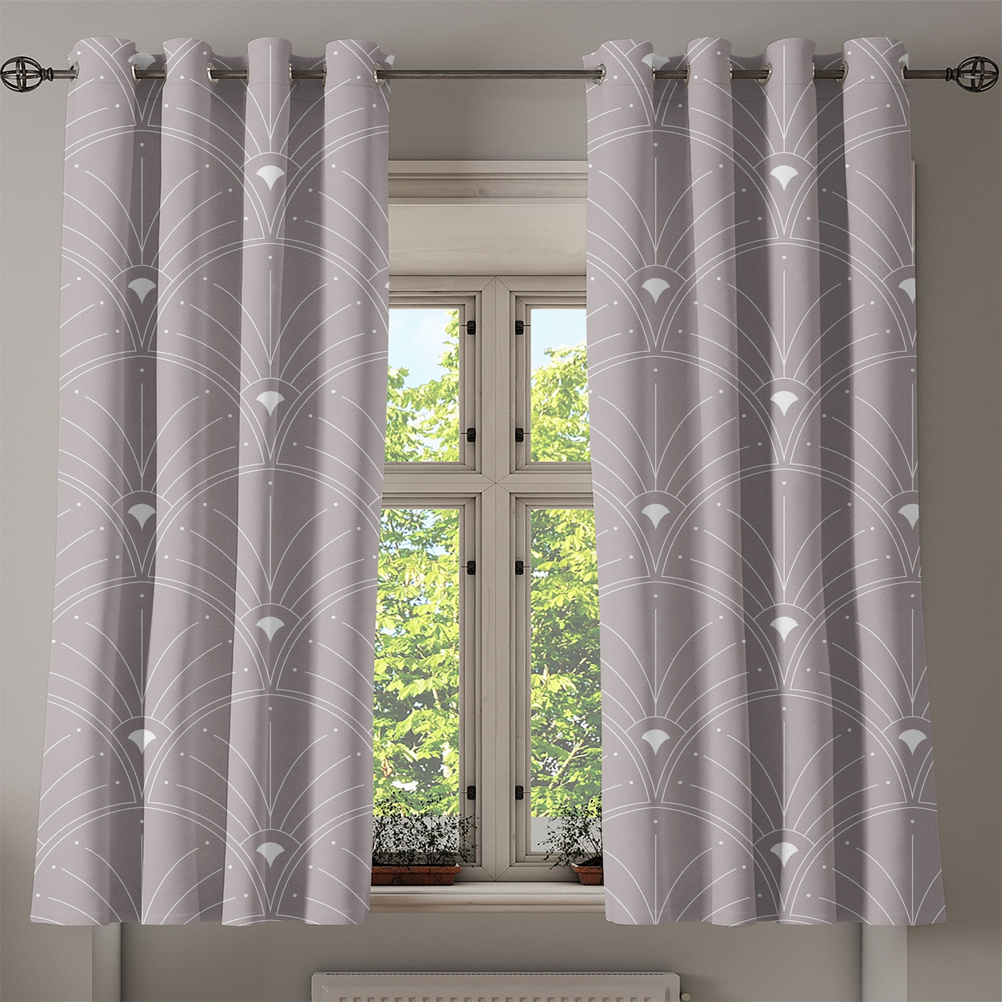 Ambesonne Art Deco Grommet Curtain, Neutral Classic Scales, 50"x63 ...