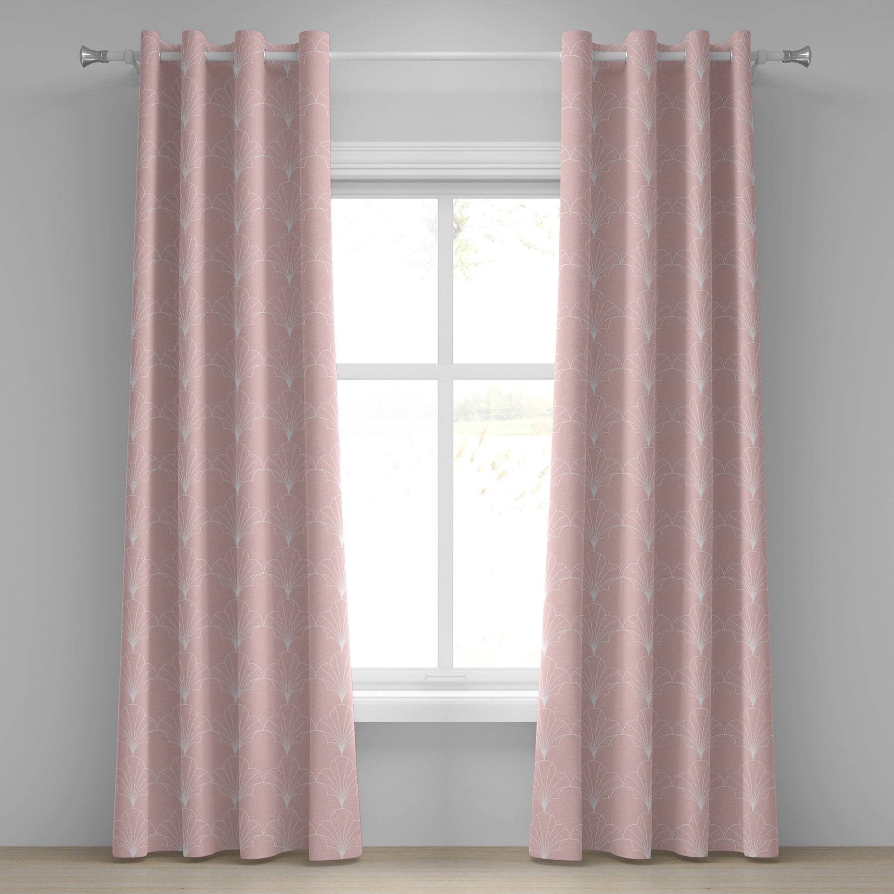 Ambesonne Art Deco Grommet Curtain, Rose Vintage Line Shells, 50"x84 ...