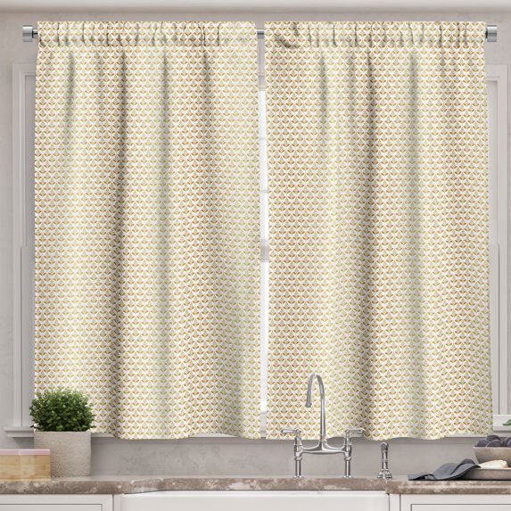 Ambesonne Art Deco Kitchen Curtains, Geometric Flora Ornament, 55"x30 ...