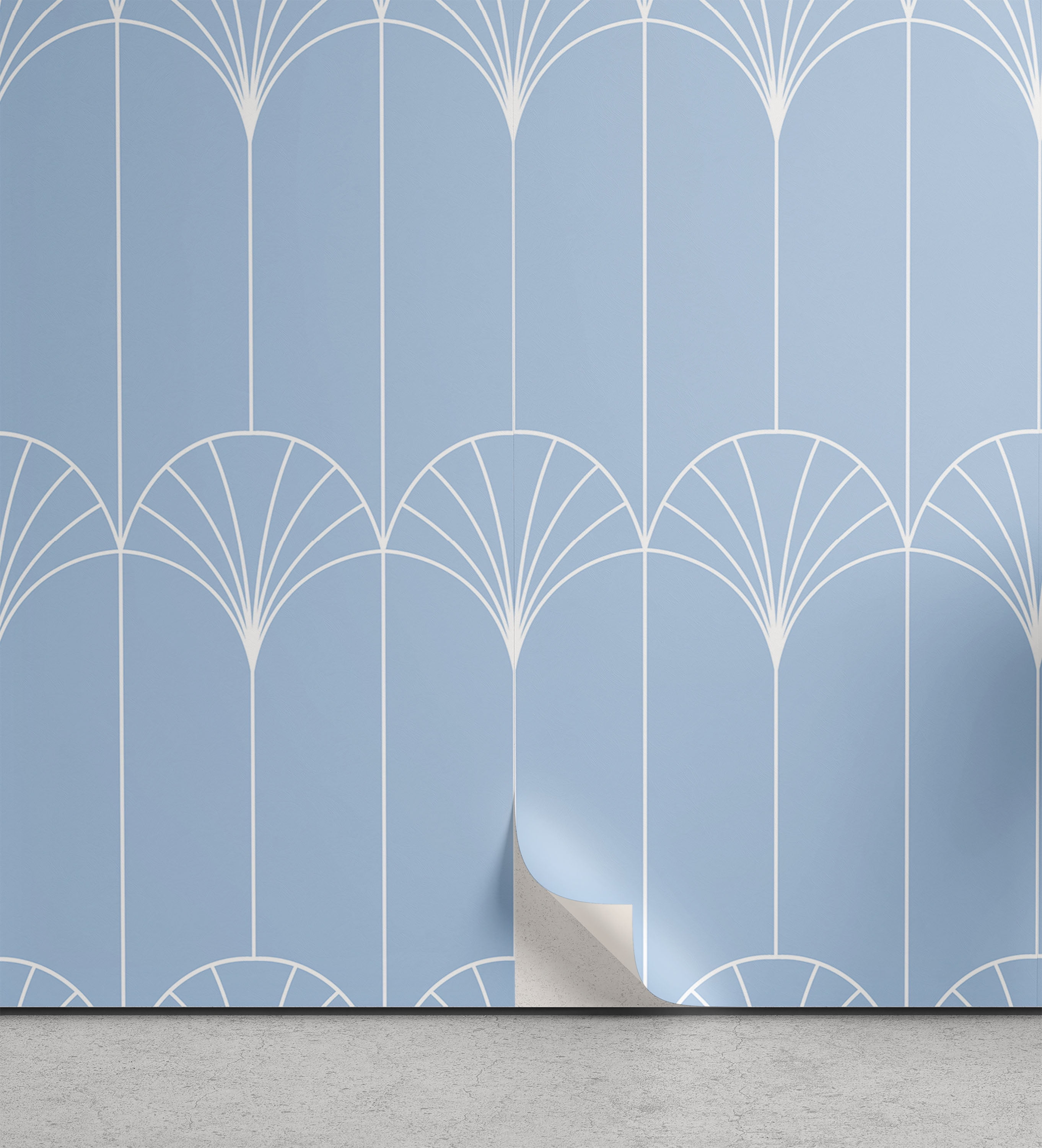 Ambesonne Art Deco Peel & Stick Wallpaper for Home, Pale Blue Simple ...