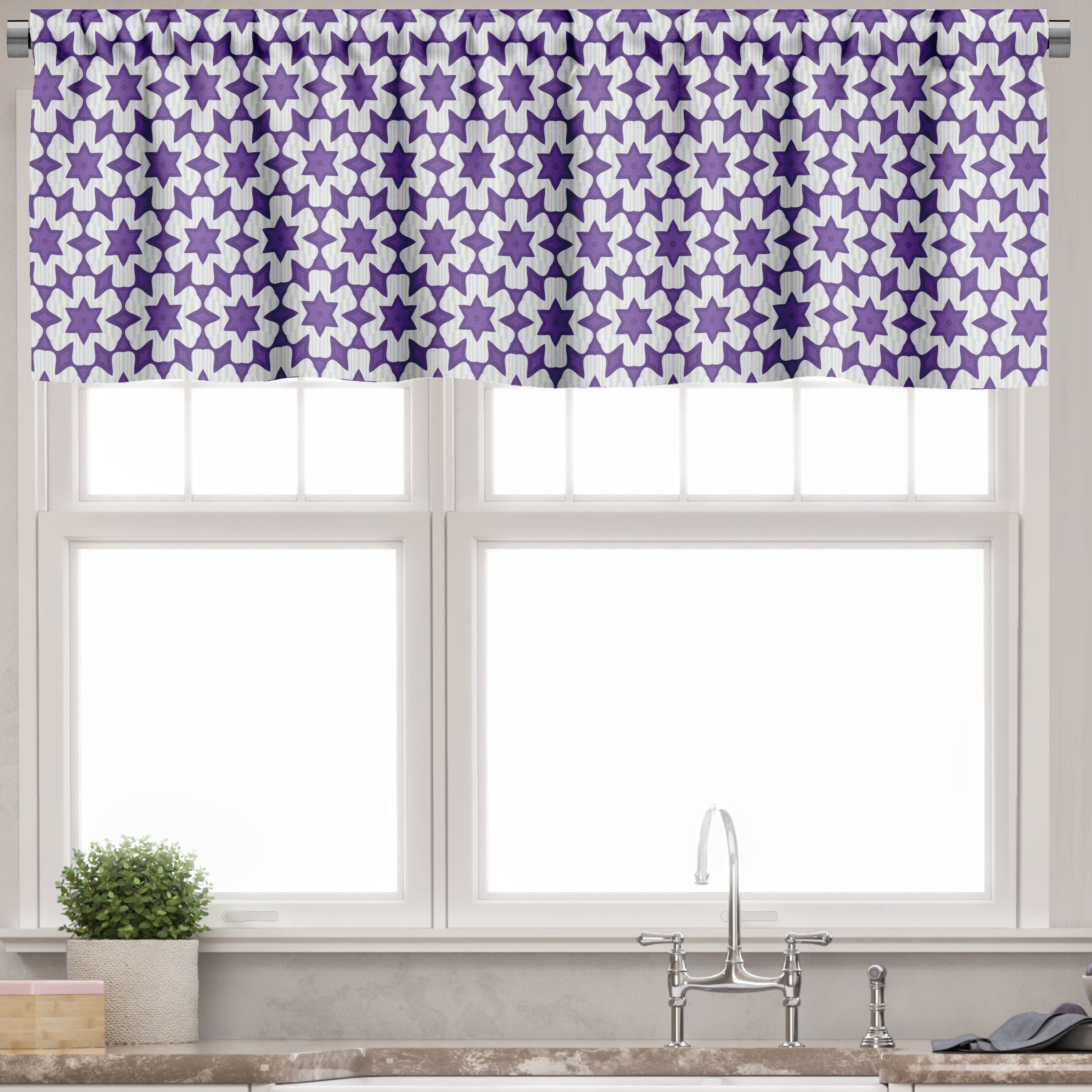 Ambesonne Art Deco Window Valance, Stars and Shapes, 54" X 12", Blue ...