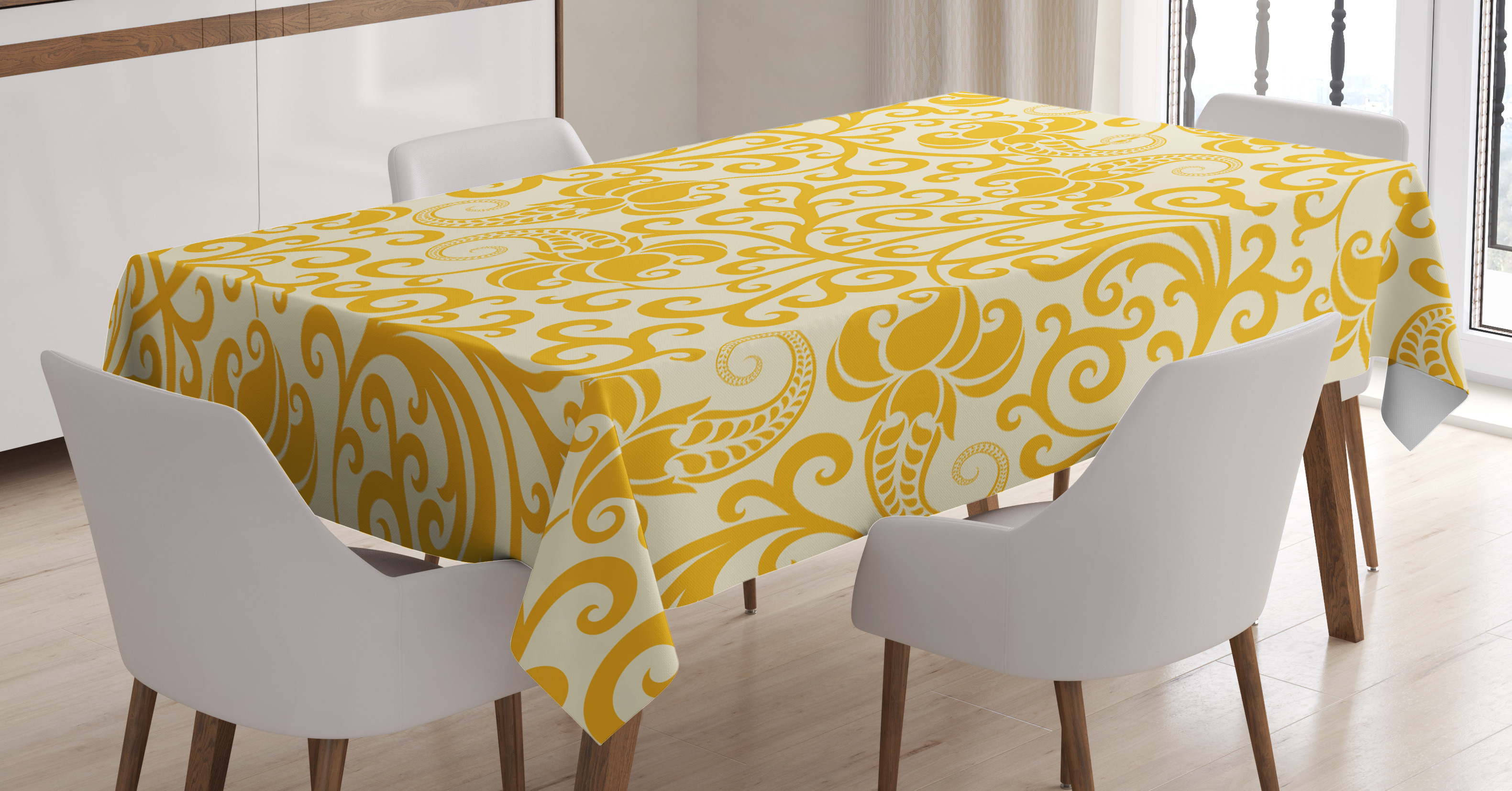 Ambesonne Art Nouveau Tablecloth Rectangular Table Cover, Rococo Style ...