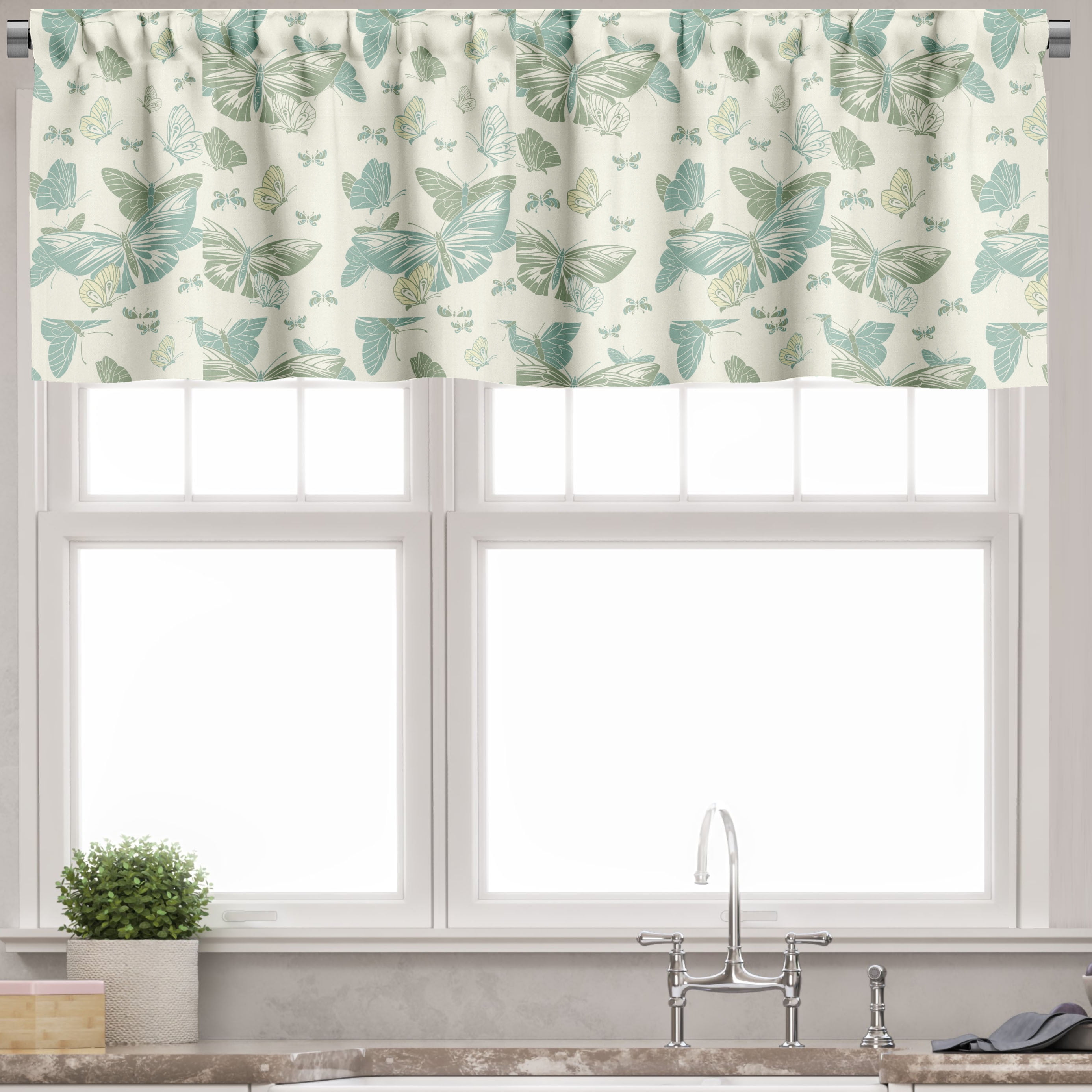Ambesonne Art Nouveau Window Valance, Soft Spring Wings, 54" X 18 ...