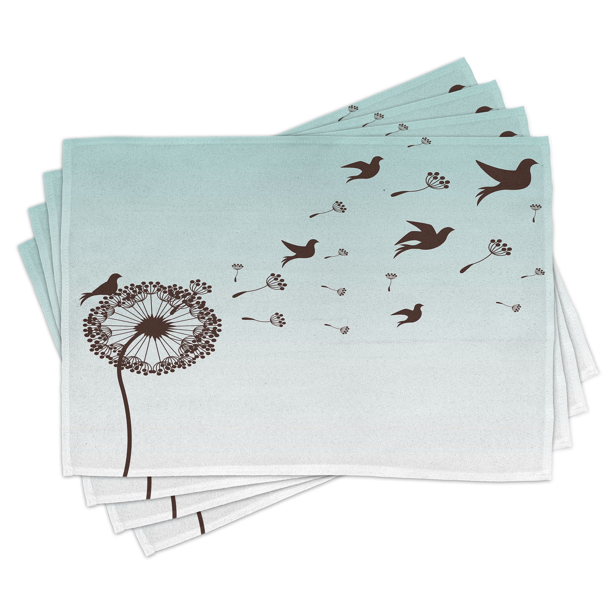 Ambesonne Art Place Mats Set of 4, Dandelion Doves Bloom, Standard Size ...