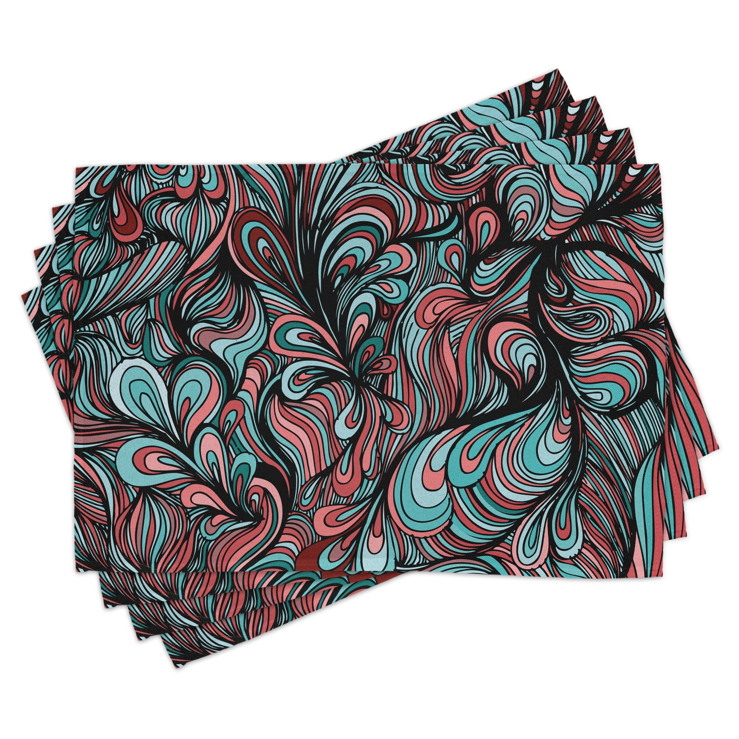 Ambesonne Art Place Mats Set of 4, Shapes with Dim Colors, Standard ...