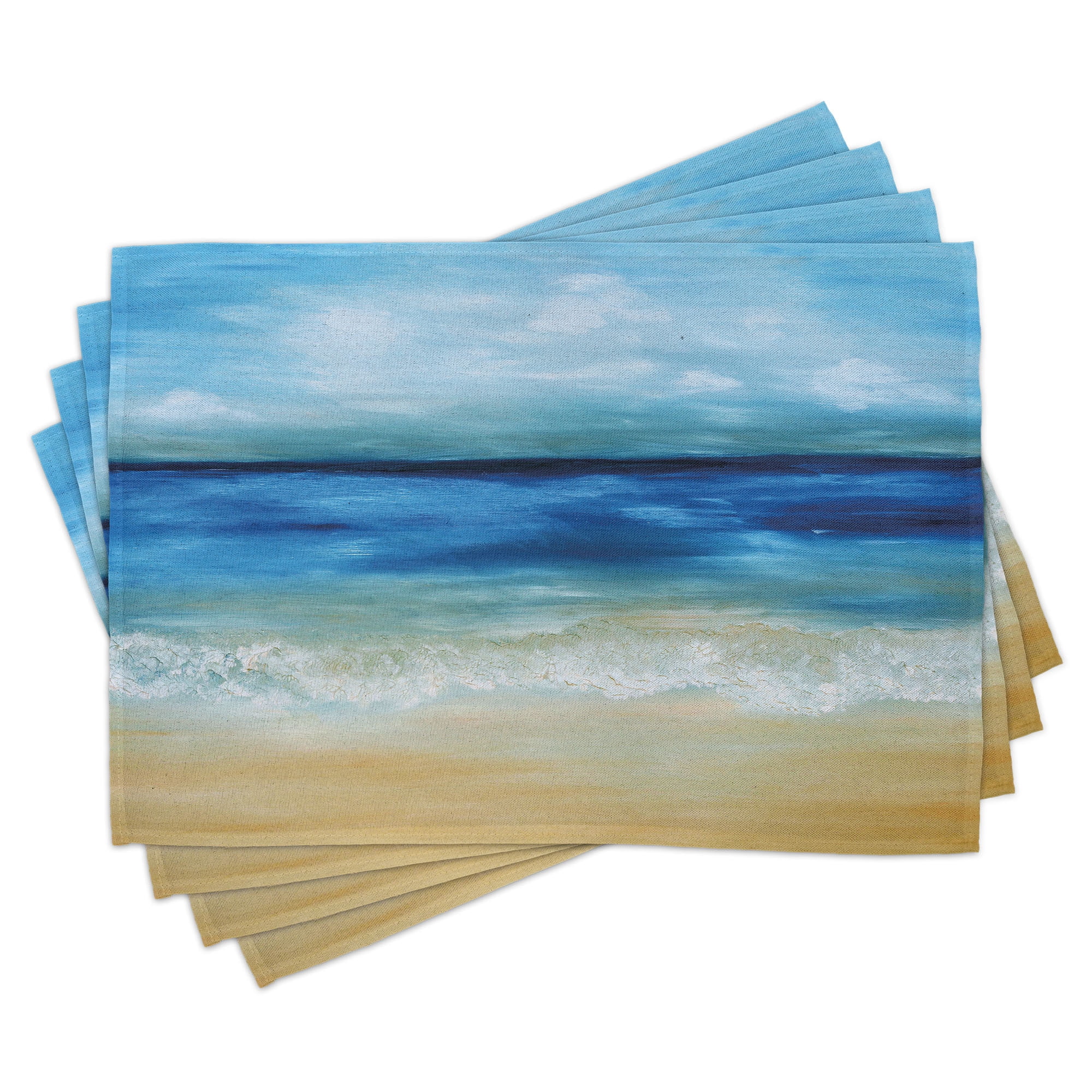 Ambesonne Art Place Mats Set of 4, Tropical Sandy Beach, Standard Size ...