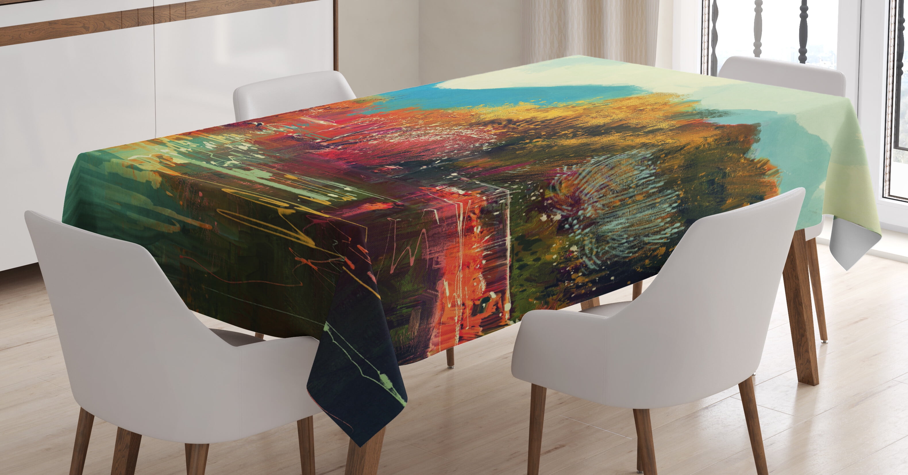 Ambesonne Art Tablecloth Rectangular Table Cover, Surreal Autumn Forest ...