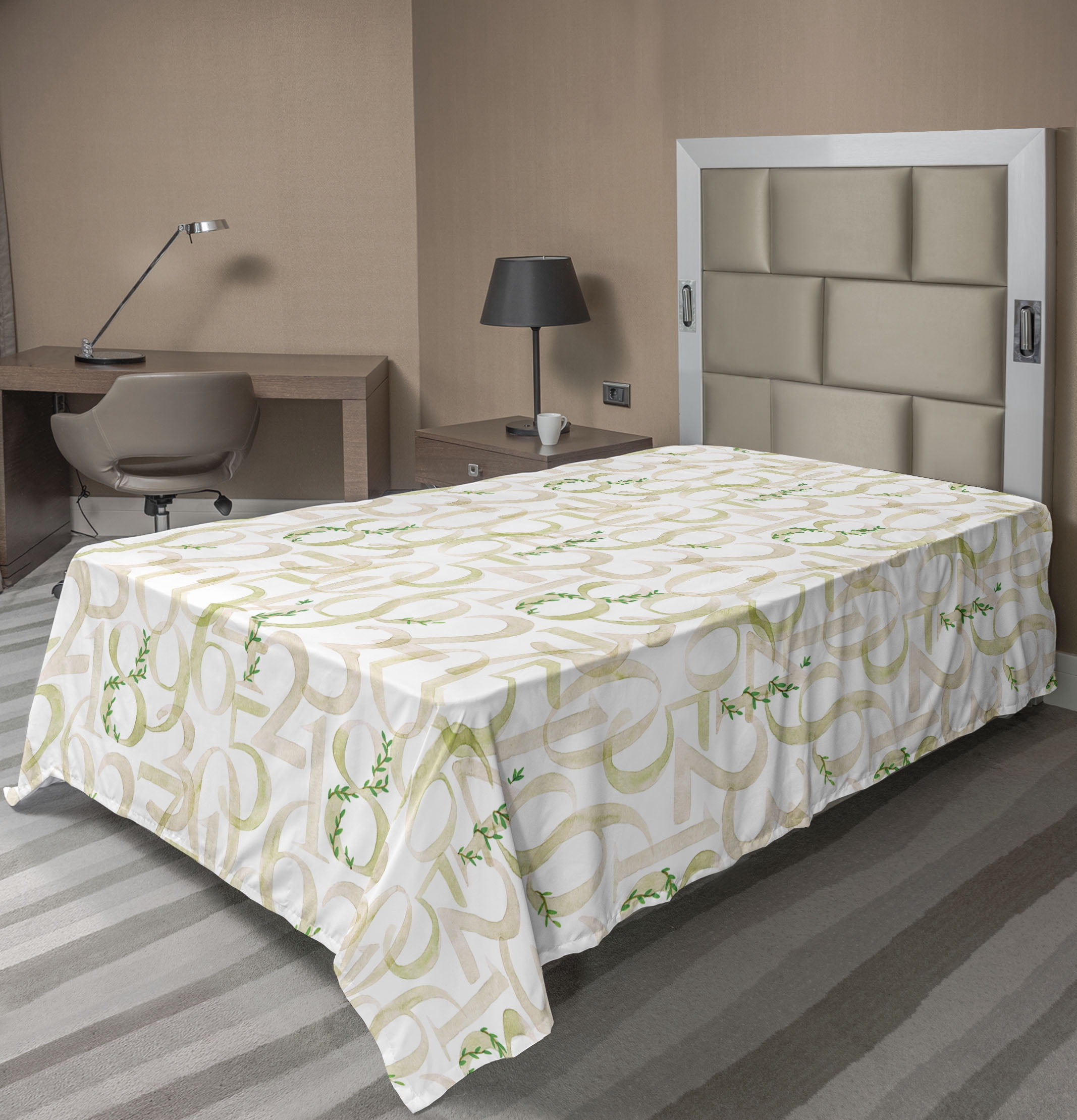 Ambesonne Artwork Flat Bedding Sheet Soft Top Sheet, Repeating Numbers ...