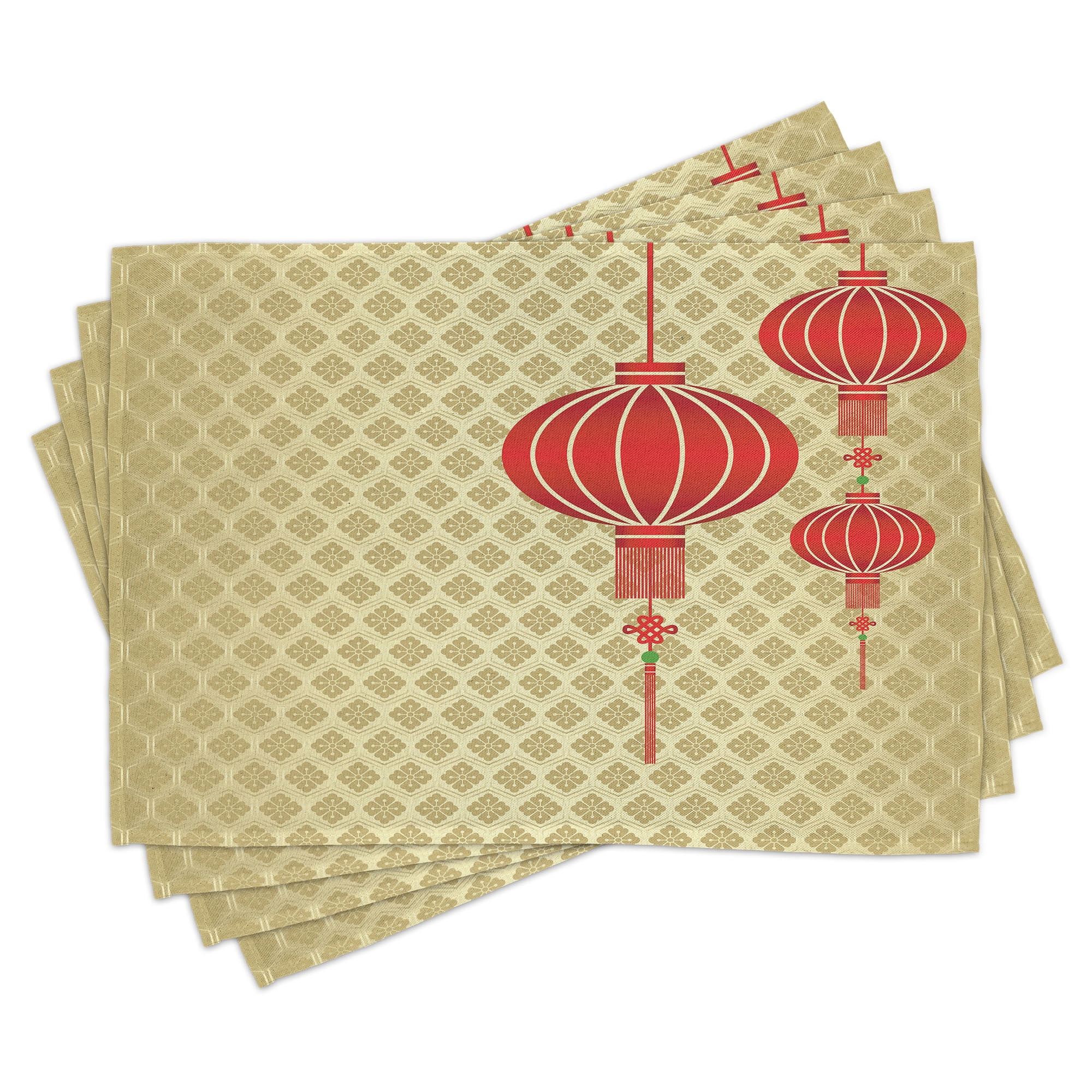 Ambesonne Asian Place Mats Set of 4, Chinese Baroque Art Pattern ...