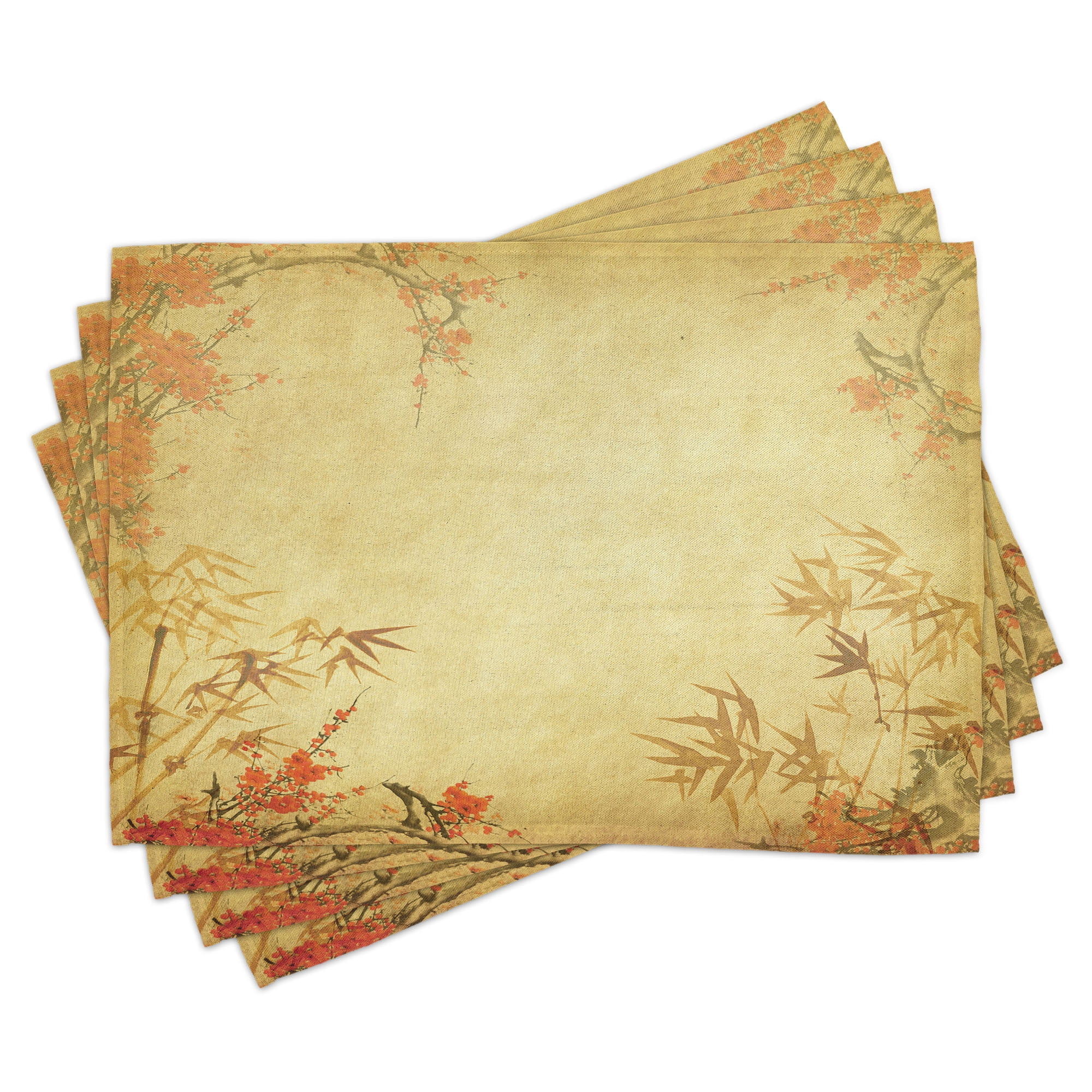 Ambesonne Asian Themed Place Mats Set of 4, Forest Branch Blooms ...