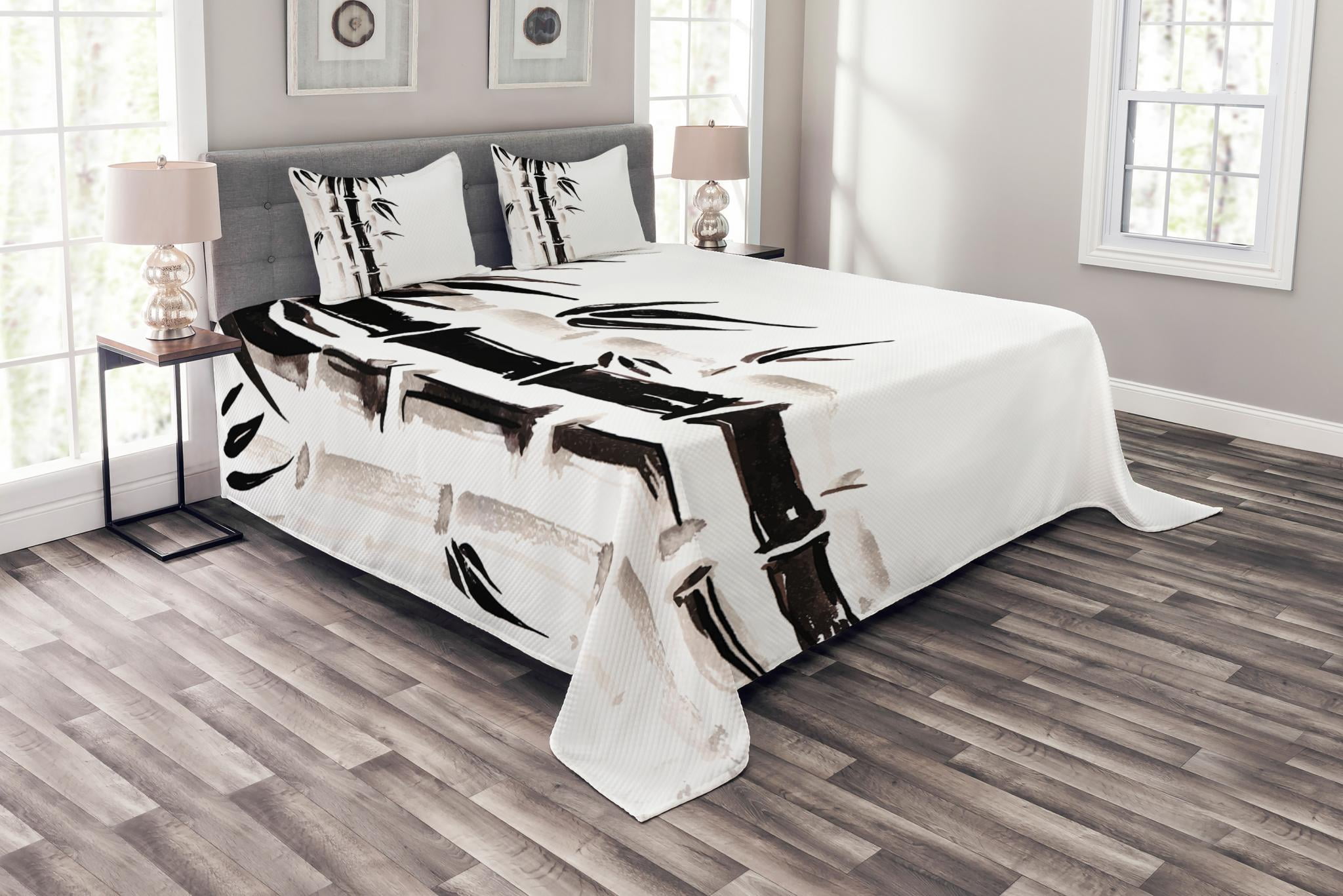 Ambesonne Asian Themed Quilted Bedspread Set 3 Pcs, Folk Chinese ...