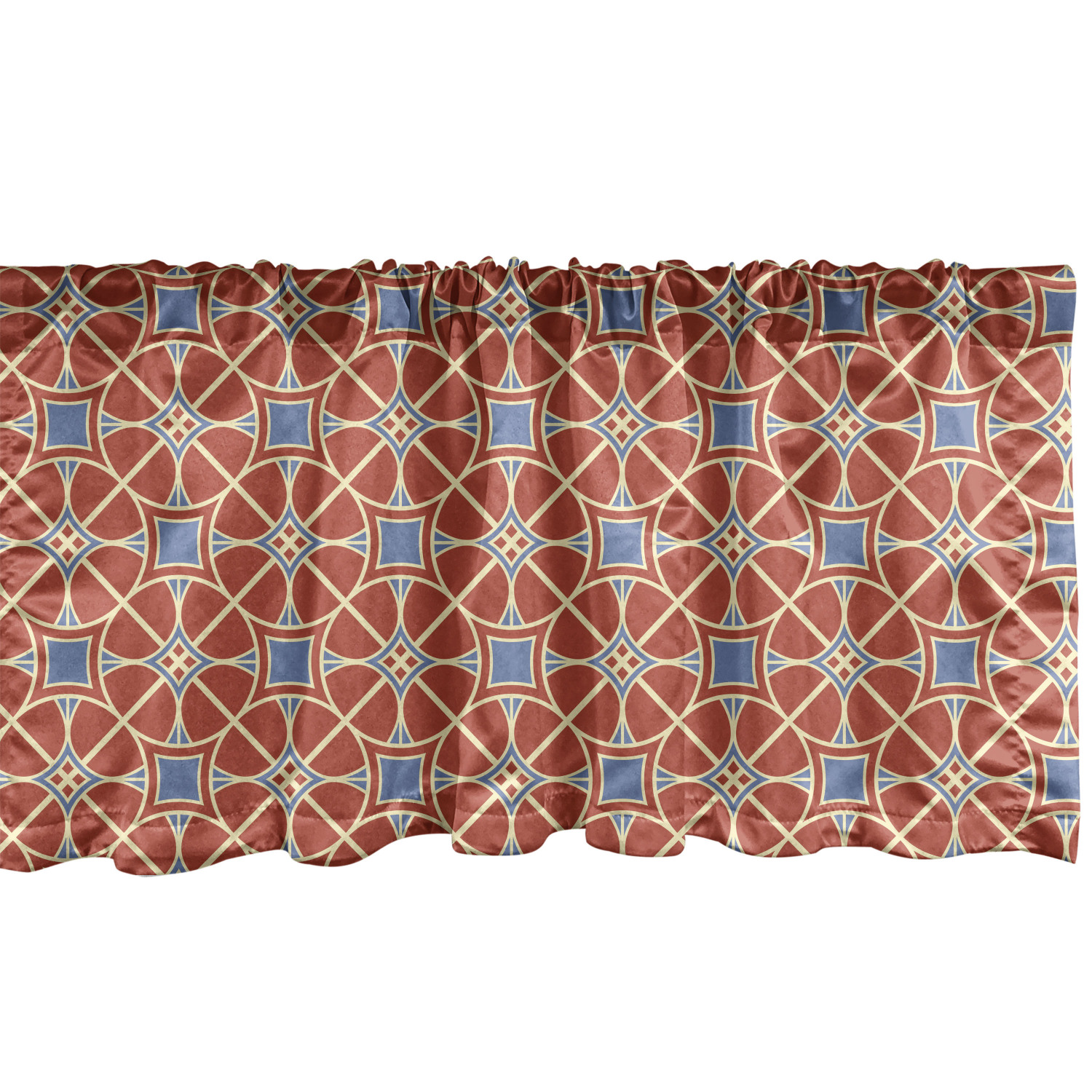 Ambesonne Asian Window Valance Big Circles And Squares Curvy Lines