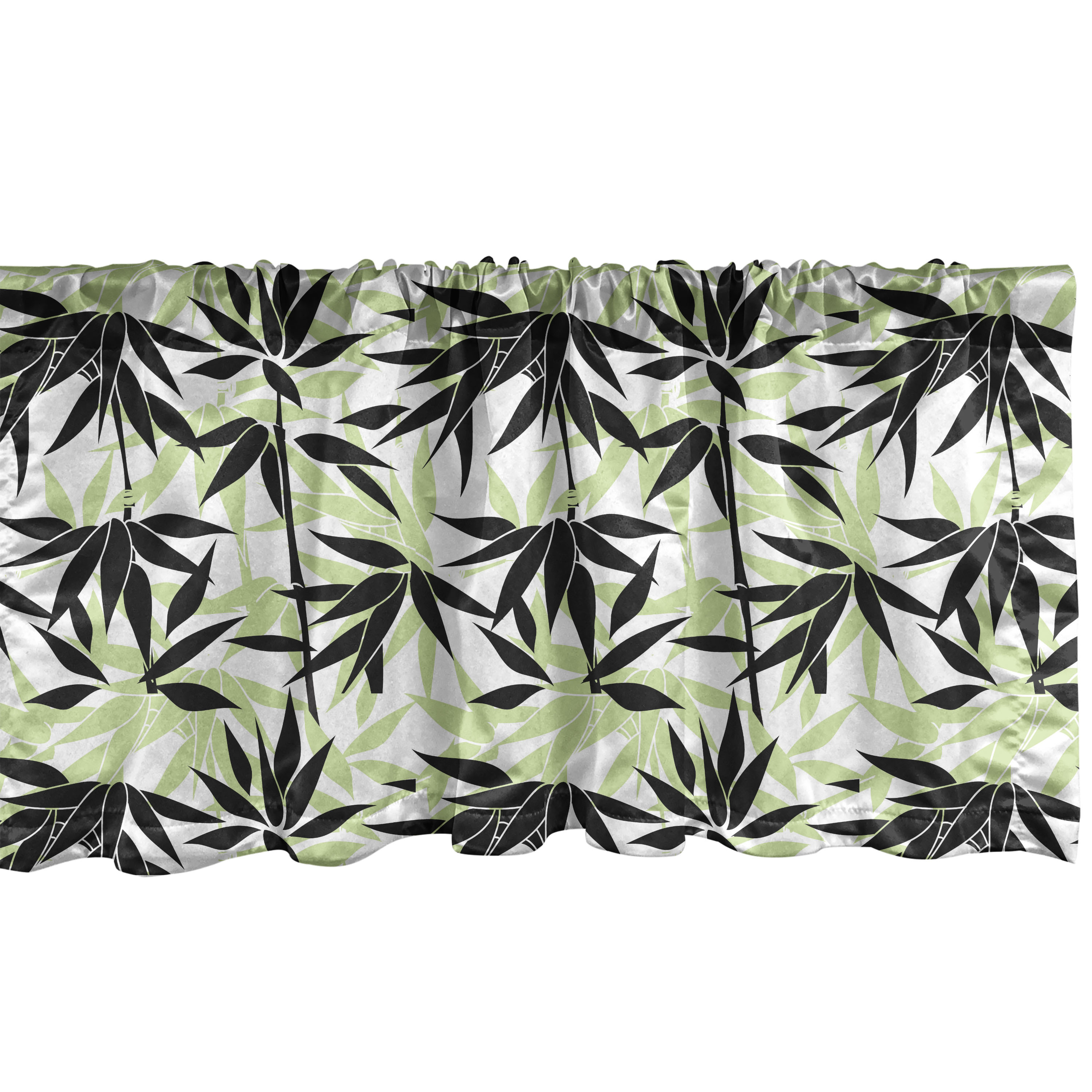 Ambesonne Asian Window Valance, Silhouettes of Eastern Bamboo Leaves ...