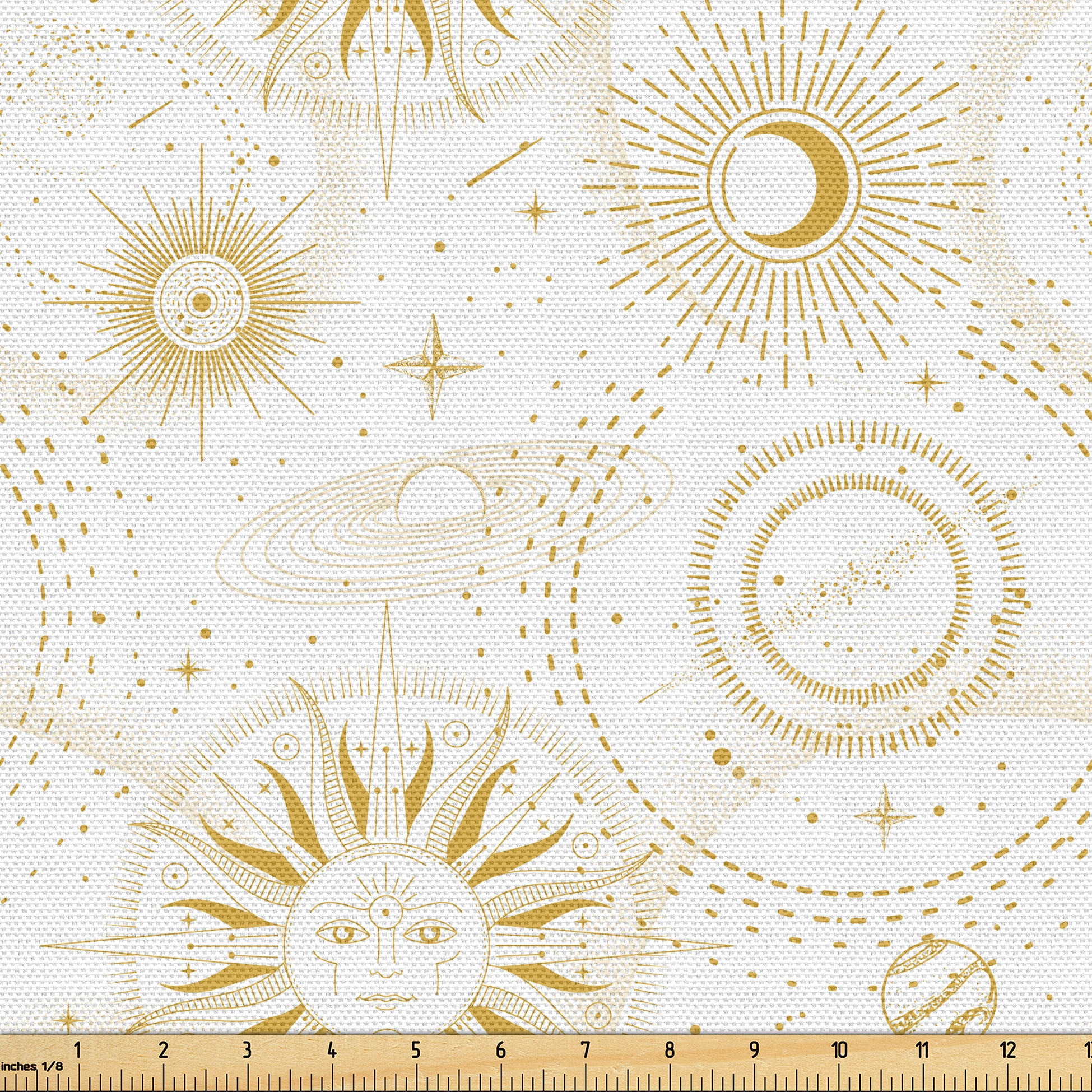 Ambesonne Astral Fabric by the Yard Upholstery, Sun and Moon Medieval ...