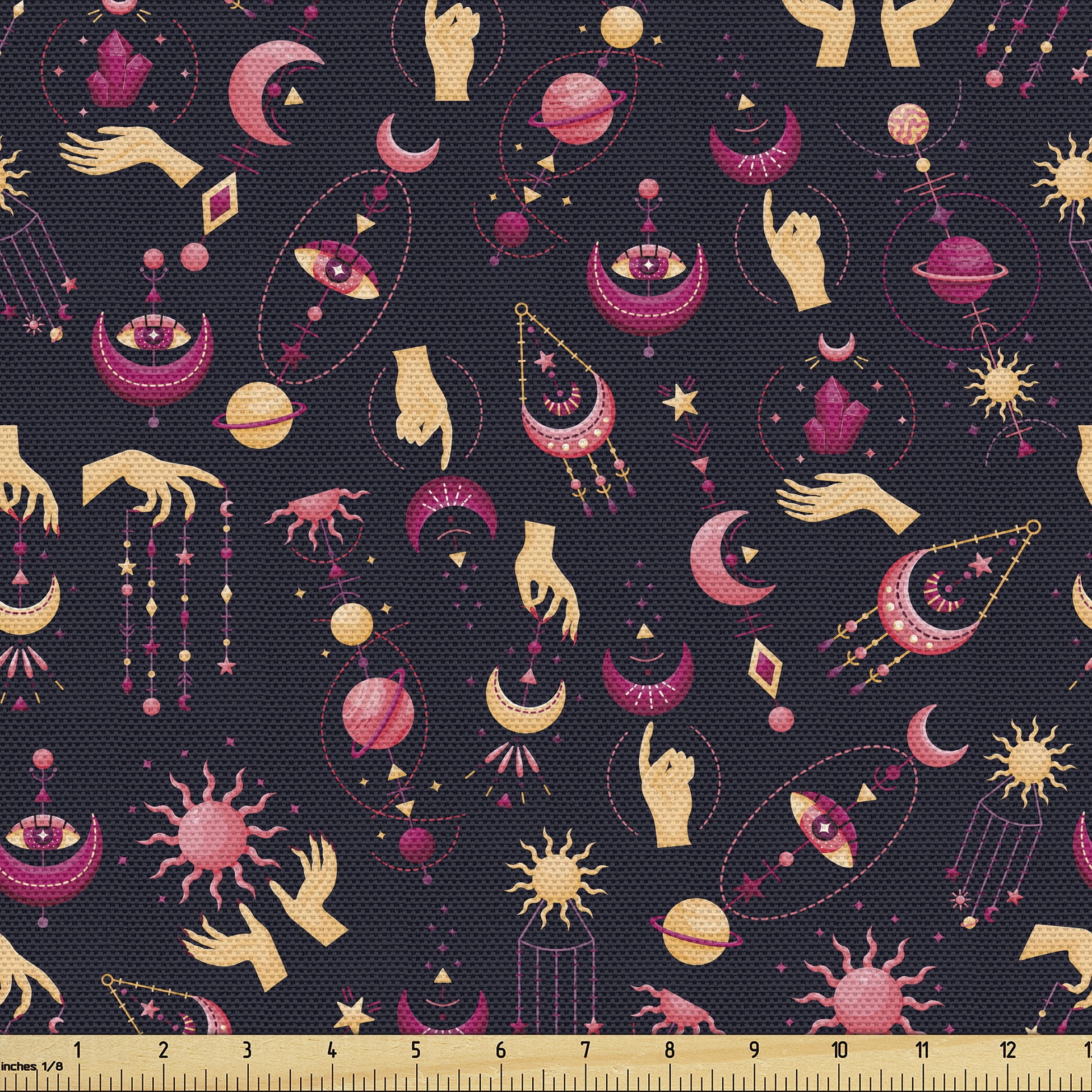 Ambesonne Astrology Fabric by the Yard Upholstery, Mystical Motifs ...