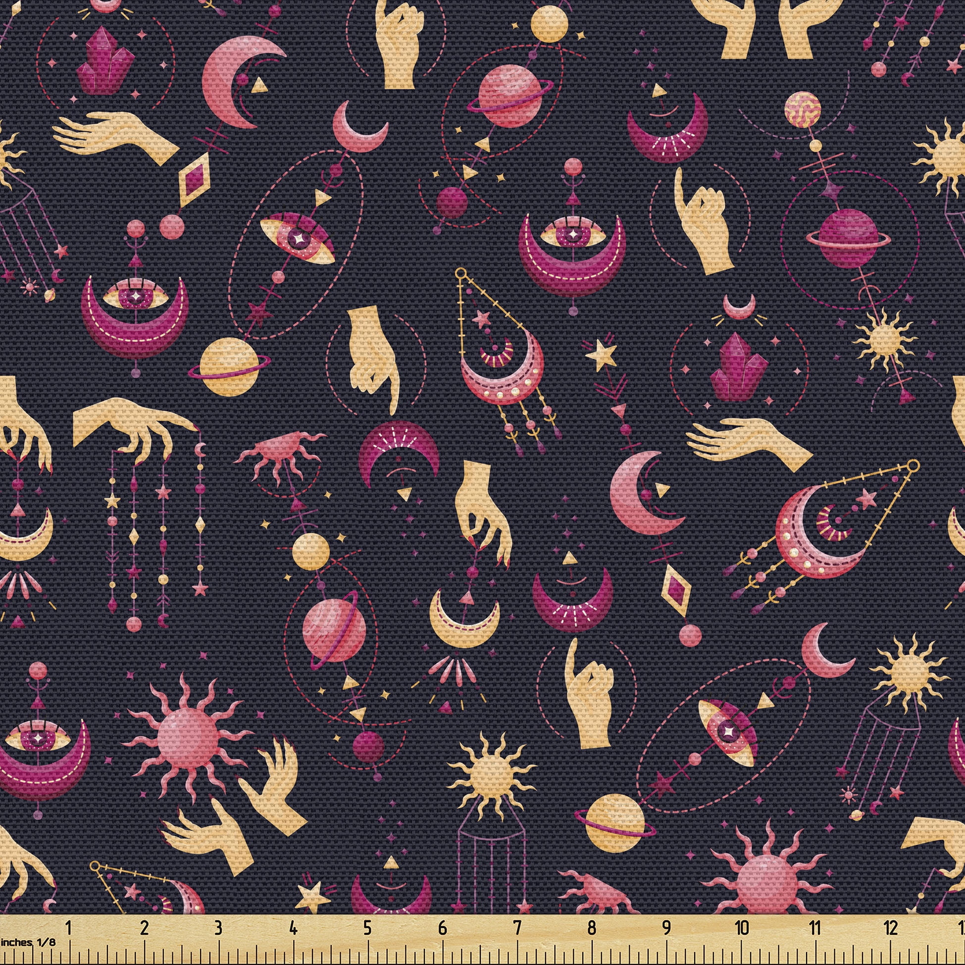 Ambesonne Astrology Fabric by the Yard Upholstery, Mystical Motifs ...