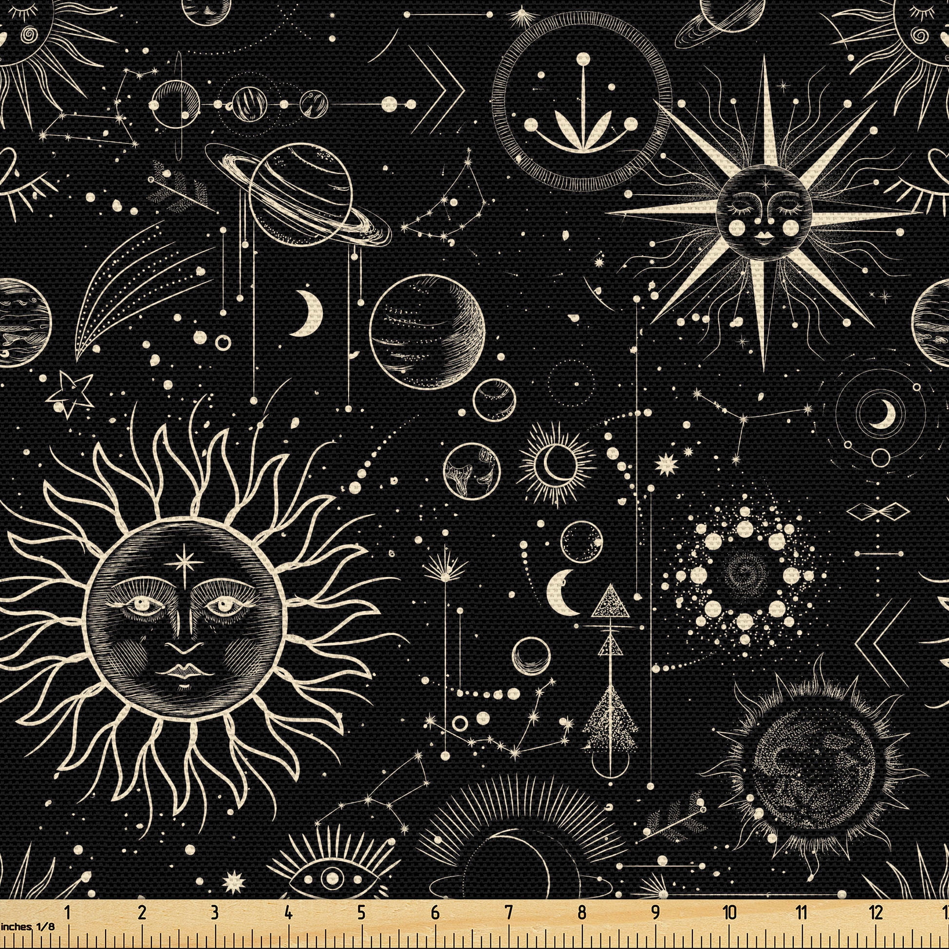 Ambesonne Astrology Fabric by the Yard Upholstery, Engraved Zodiac ...
