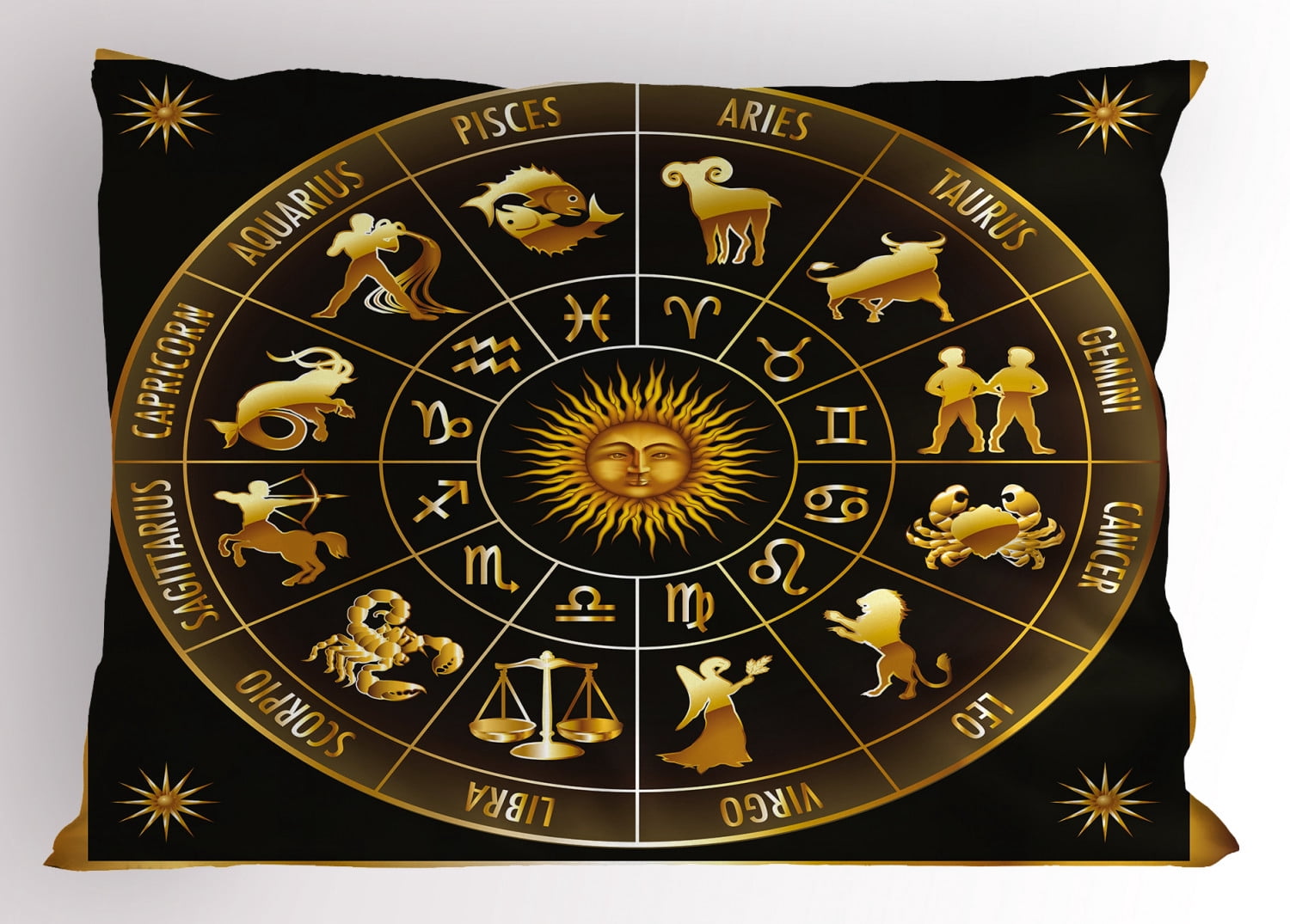 Ambesonne Astrology Pillow Sham, Signs Circle Sun Moon, 26" X 20", Dark ...