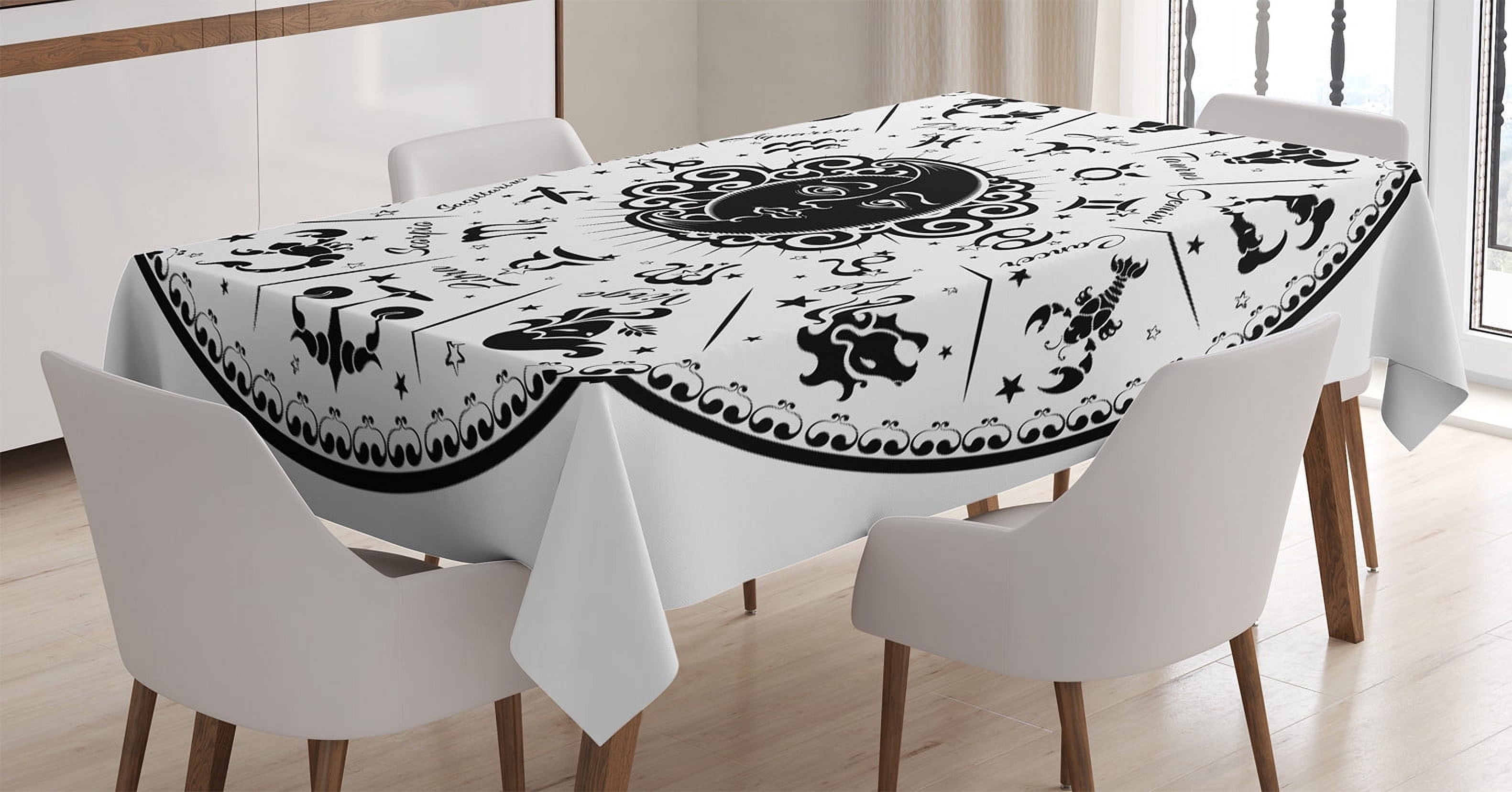 Ambesonne Astrology Tablecloth Rectangular Table Cover, Black White ...