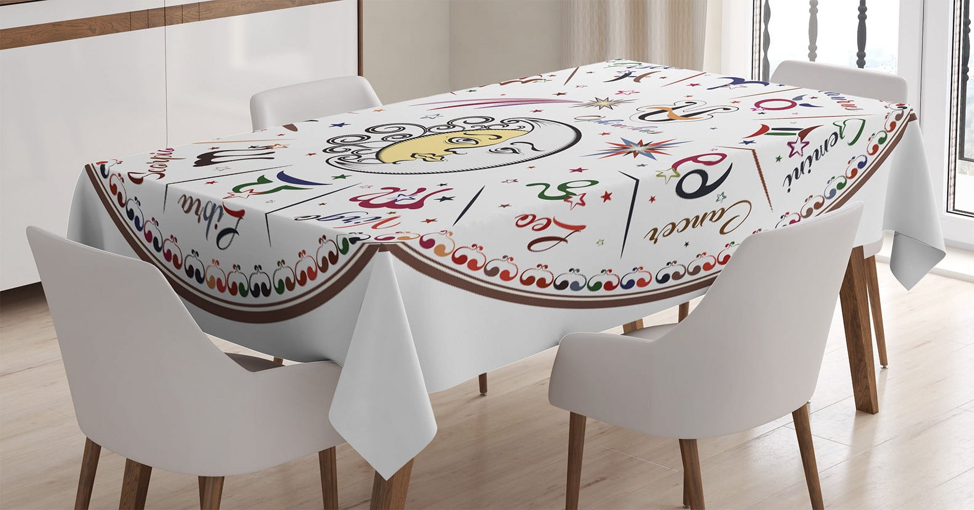 Ambesonne Astrology Tablecloth Rectangular Table Cover, Moon Sun and ...