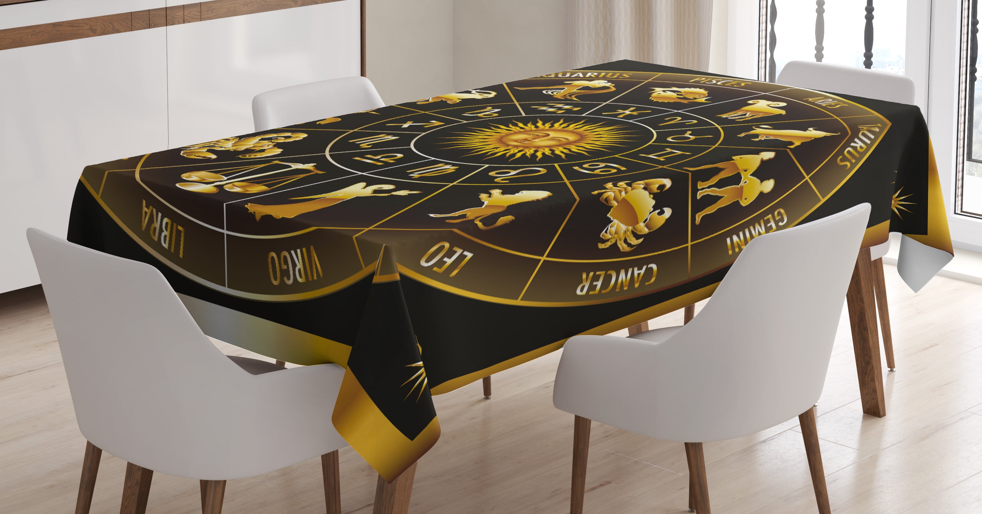 Ambesonne Astrology Tablecloth Rectangular Table Cover, Signs Circle ...
