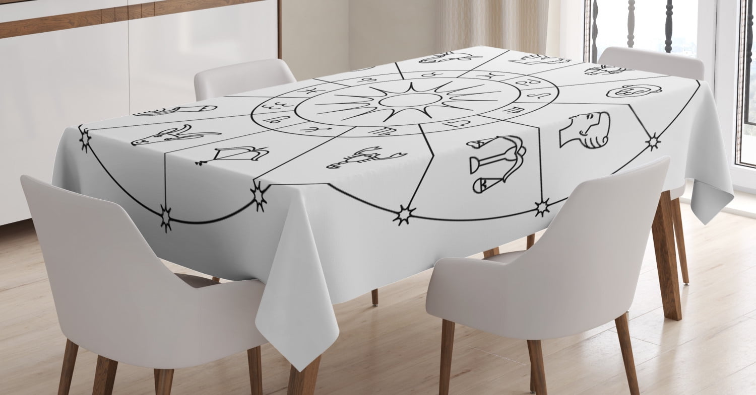 Ambesonne Astrology Tablecloth Rectangular Table Cover, Sketchy Zodiac ...
