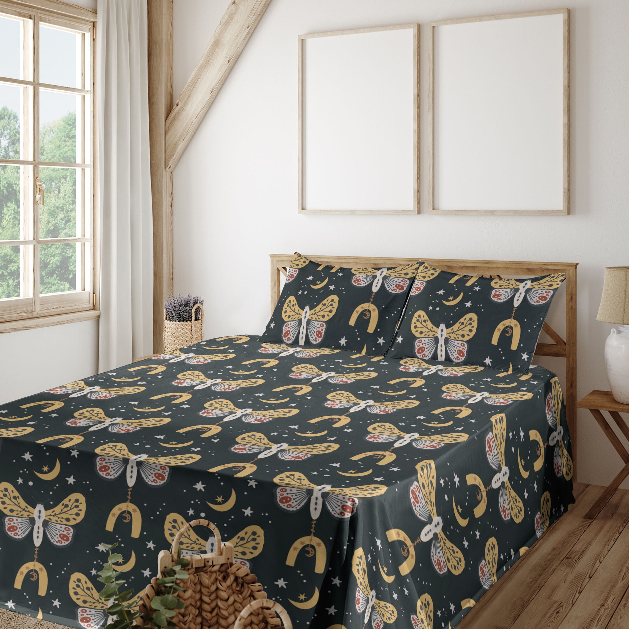 Ambesonne Astrology Theme Fitted & Flat Sheet with Shams 4 Pcs Set ...