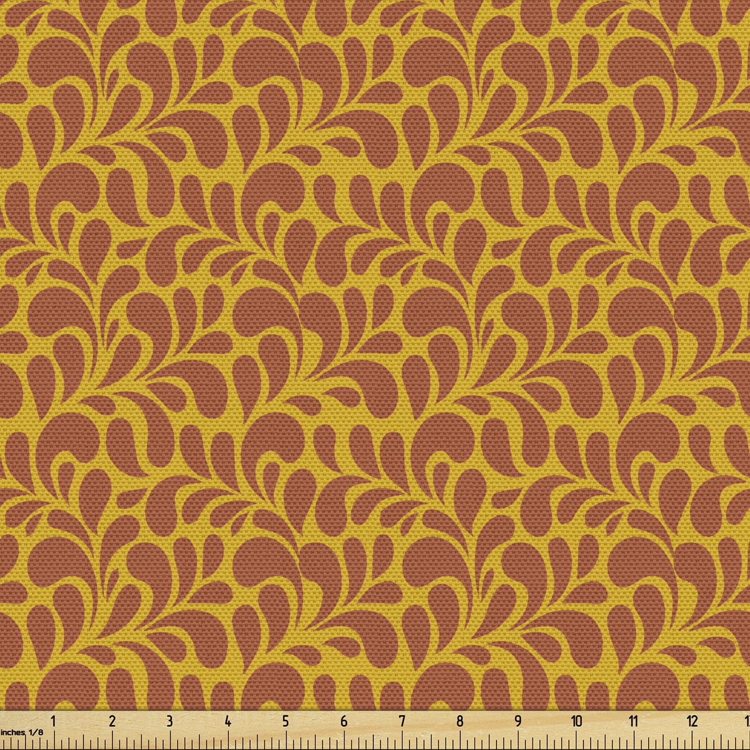 Ambesonne Autumn Fabric by the Yard Upholstery, Plant Shaped Leafy ...