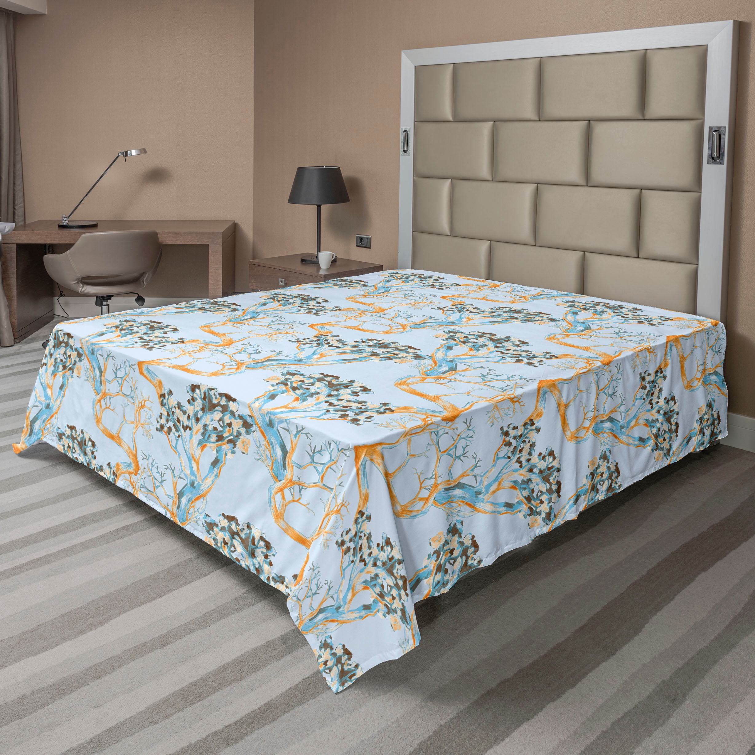 Ambesonne Autumn Flat Bedding Sheet Soft Top Sheet, Branches Trees ...