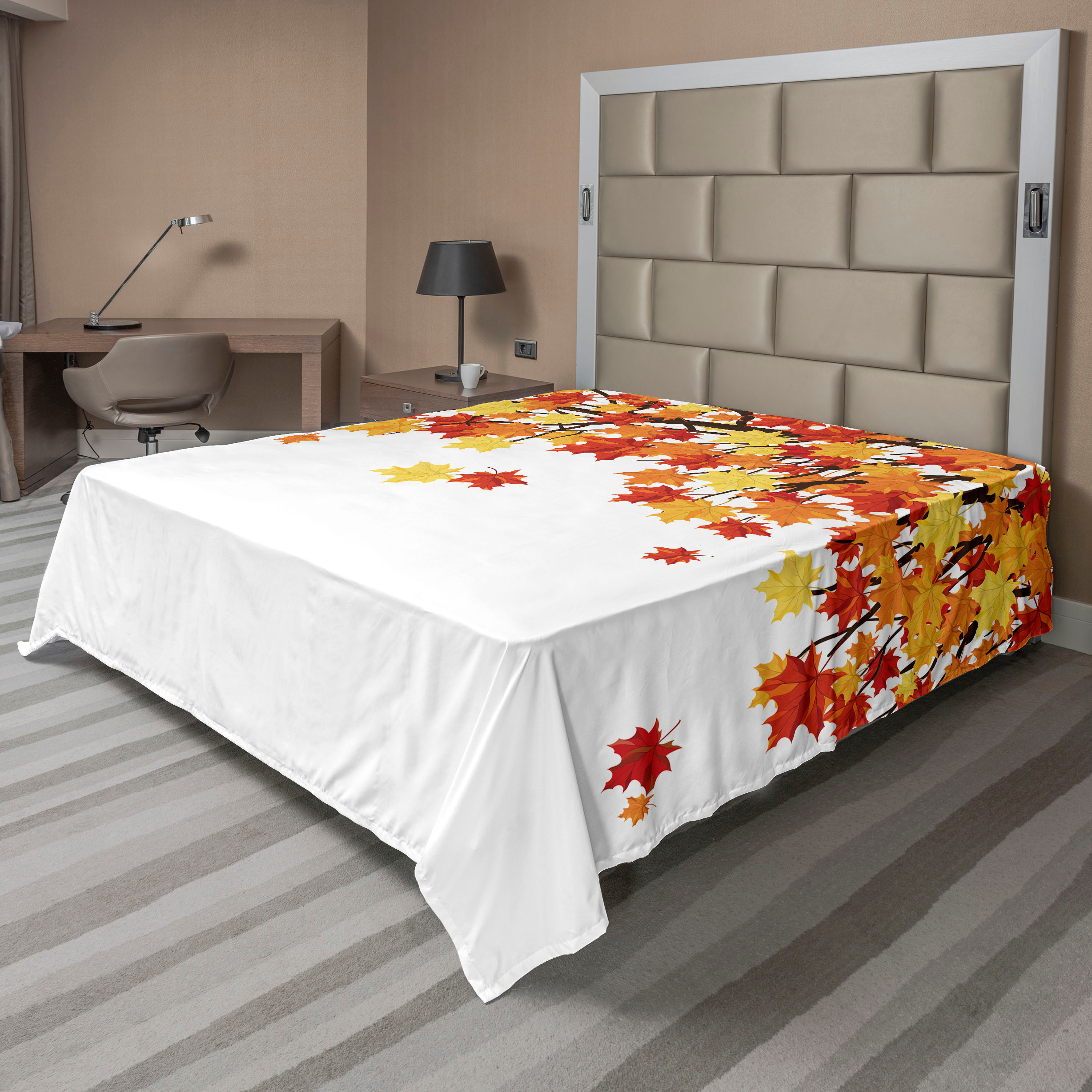Ambesonne Autumn Flat Sheet, Romantic Fall Season, Full Size ...
