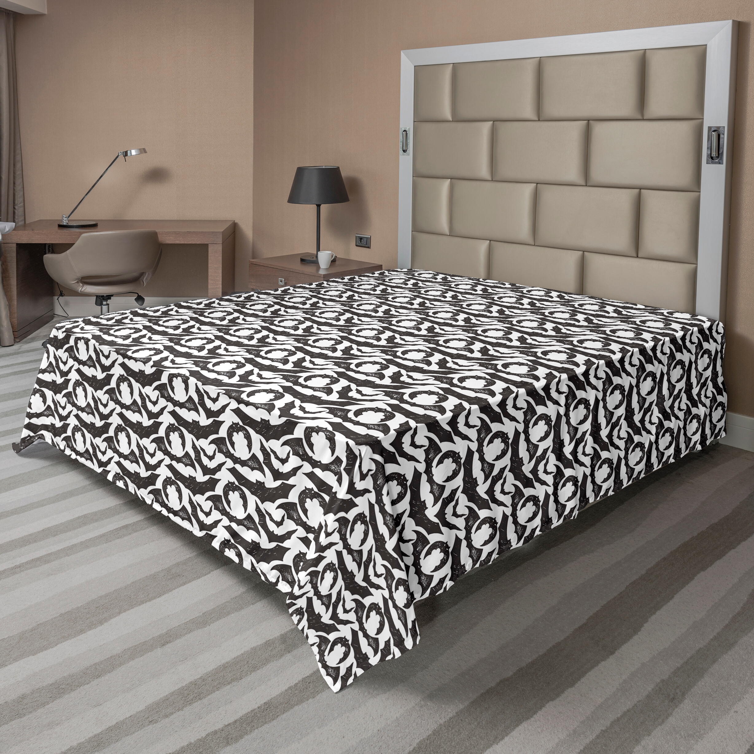 Ambesonne Autumn Flat Sheet, Scary Bats Time of the Year, Full Size ...