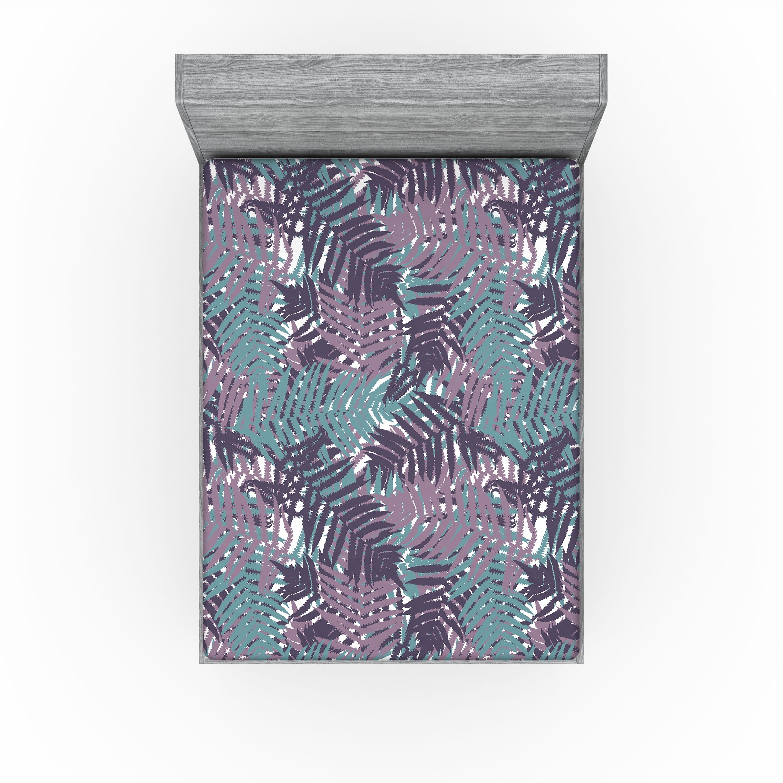 Ambesonne Autumn Leaves Fitted Sheet, Neutral Ferns Pattern, Queen Size ...