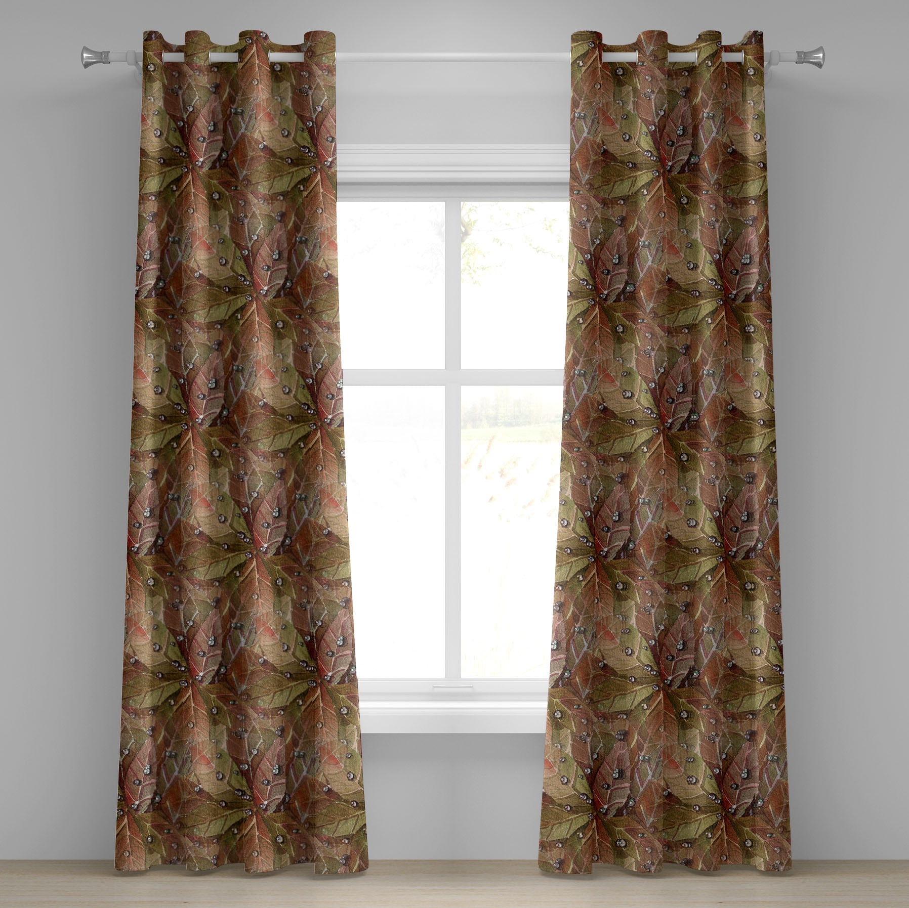 Ambesonne Autumn Leaves Grommet Curtain, Fall Forest Leaf Art, 50"x120 ...