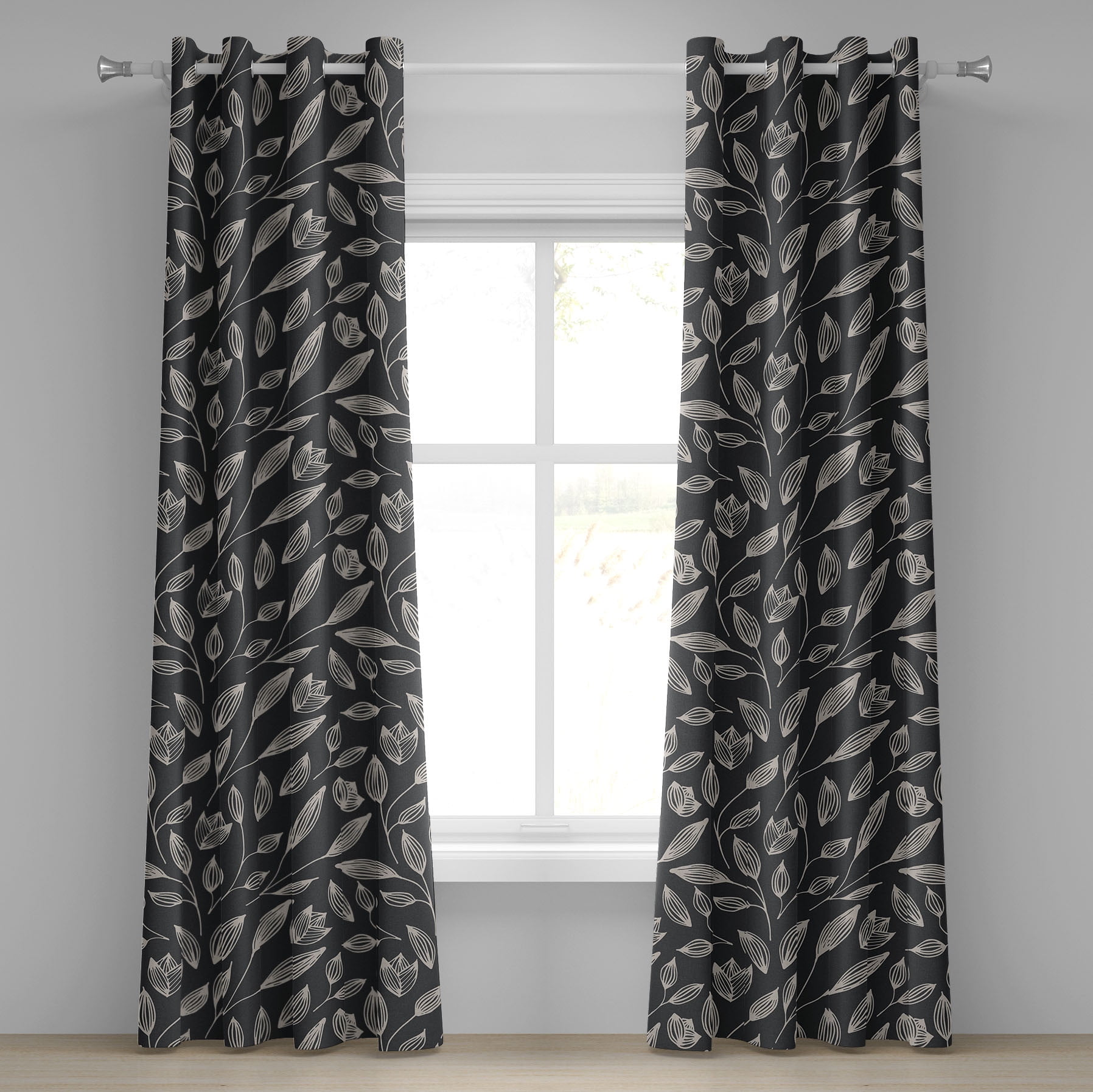 Ambesonne Autumn Leaves Grommet Curtain, Modern Boho Leafy Art, 50"x72 ...